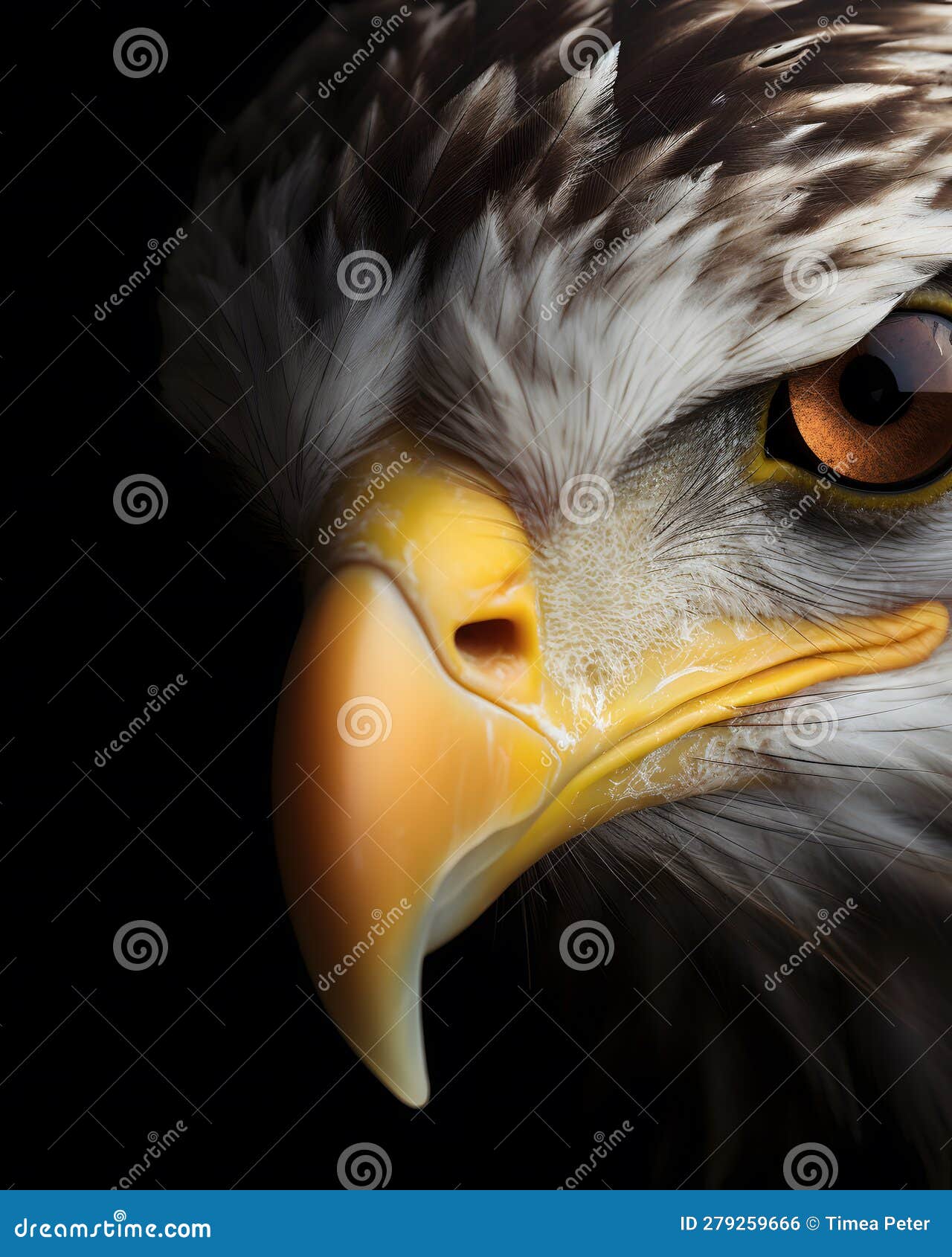 A Captivating Close-Up Portrait of a Bald Eagle Stock Illustration ...