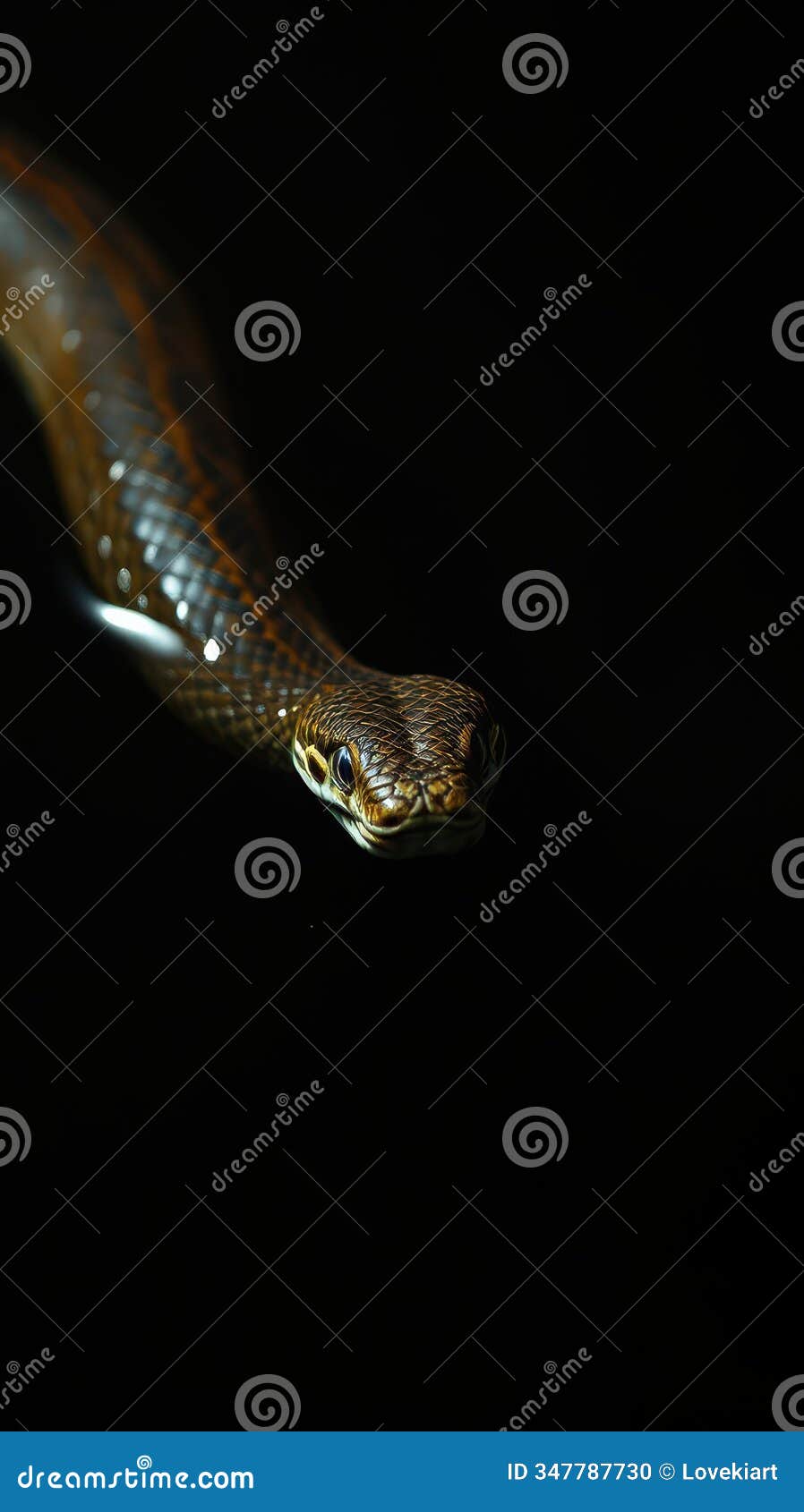 Captivating Close-up Of A Sleek Snake Moving Across A Dark Surface In A ...