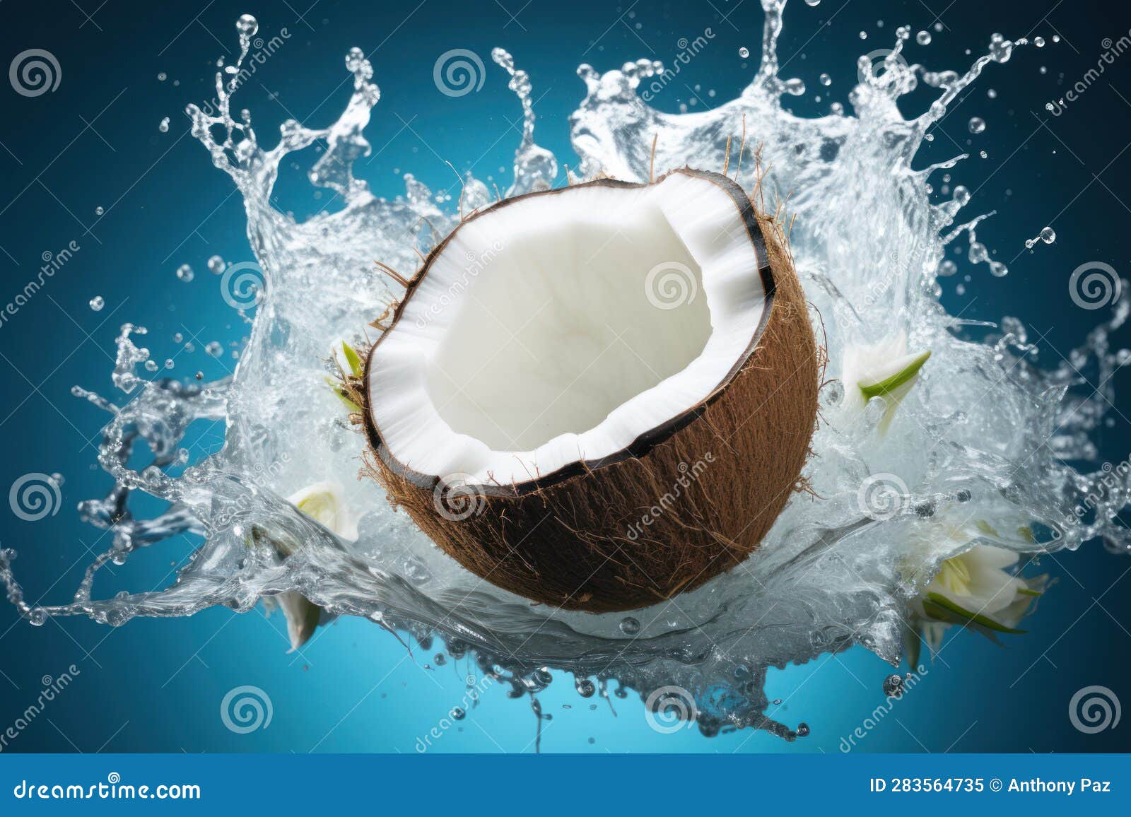 Captivating Coconut Splash: Coconut on a Dark Background with Water ...