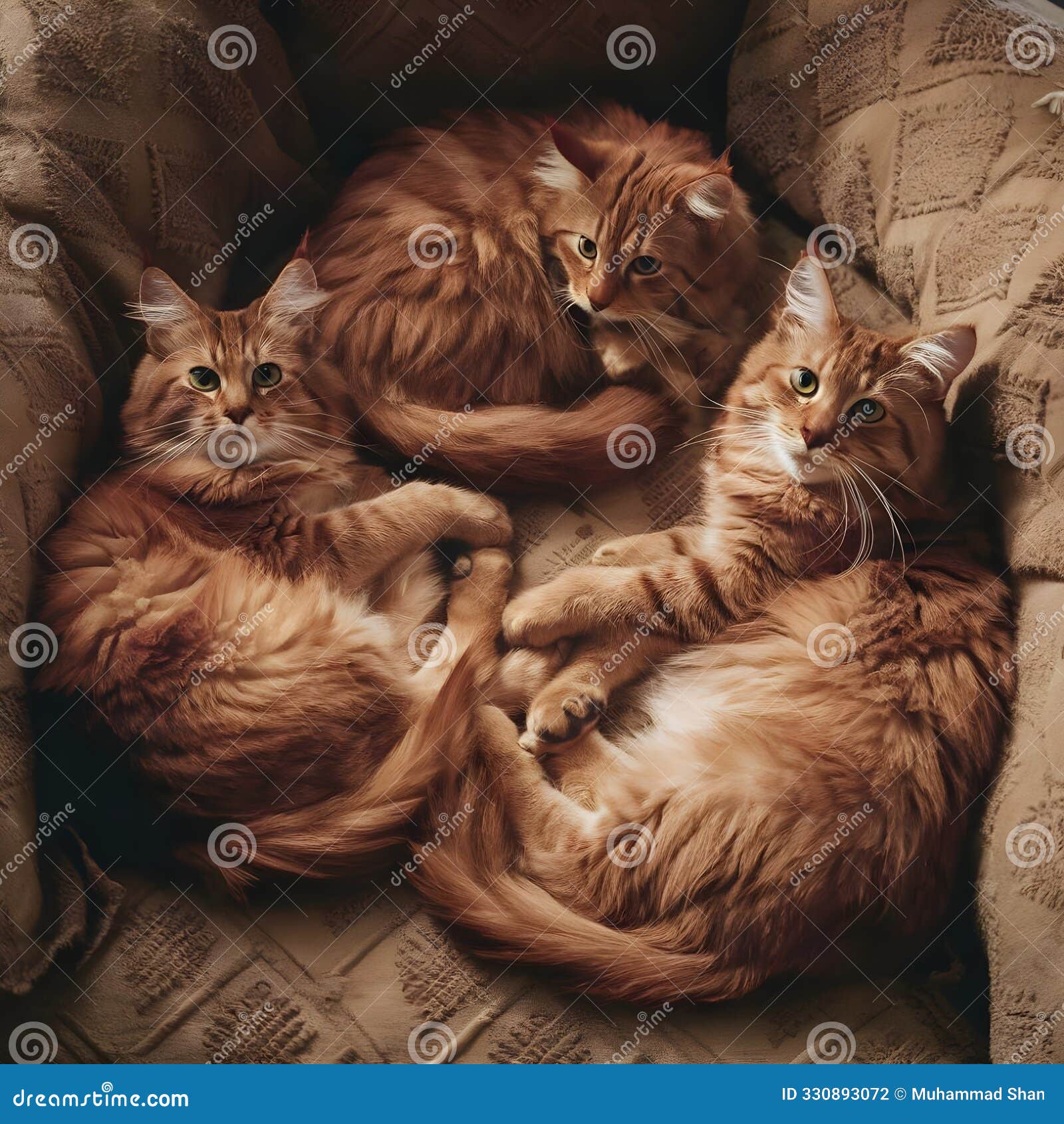 A Captivating Collection of Three Red Furred Cats Stock Illustration ...