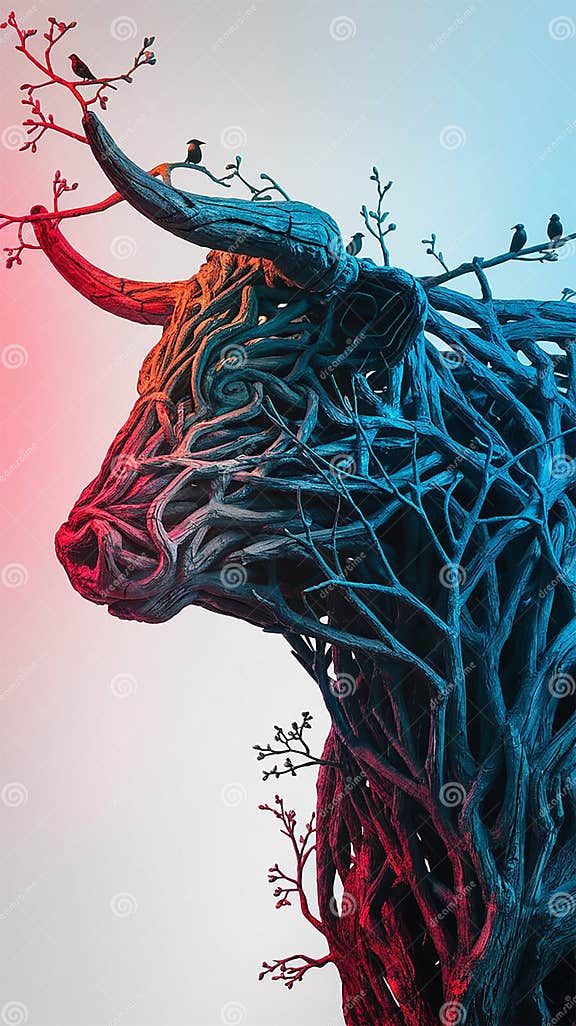 A Captivating and Conceptual Artwork Masterpiece of a Bull S Profile ...