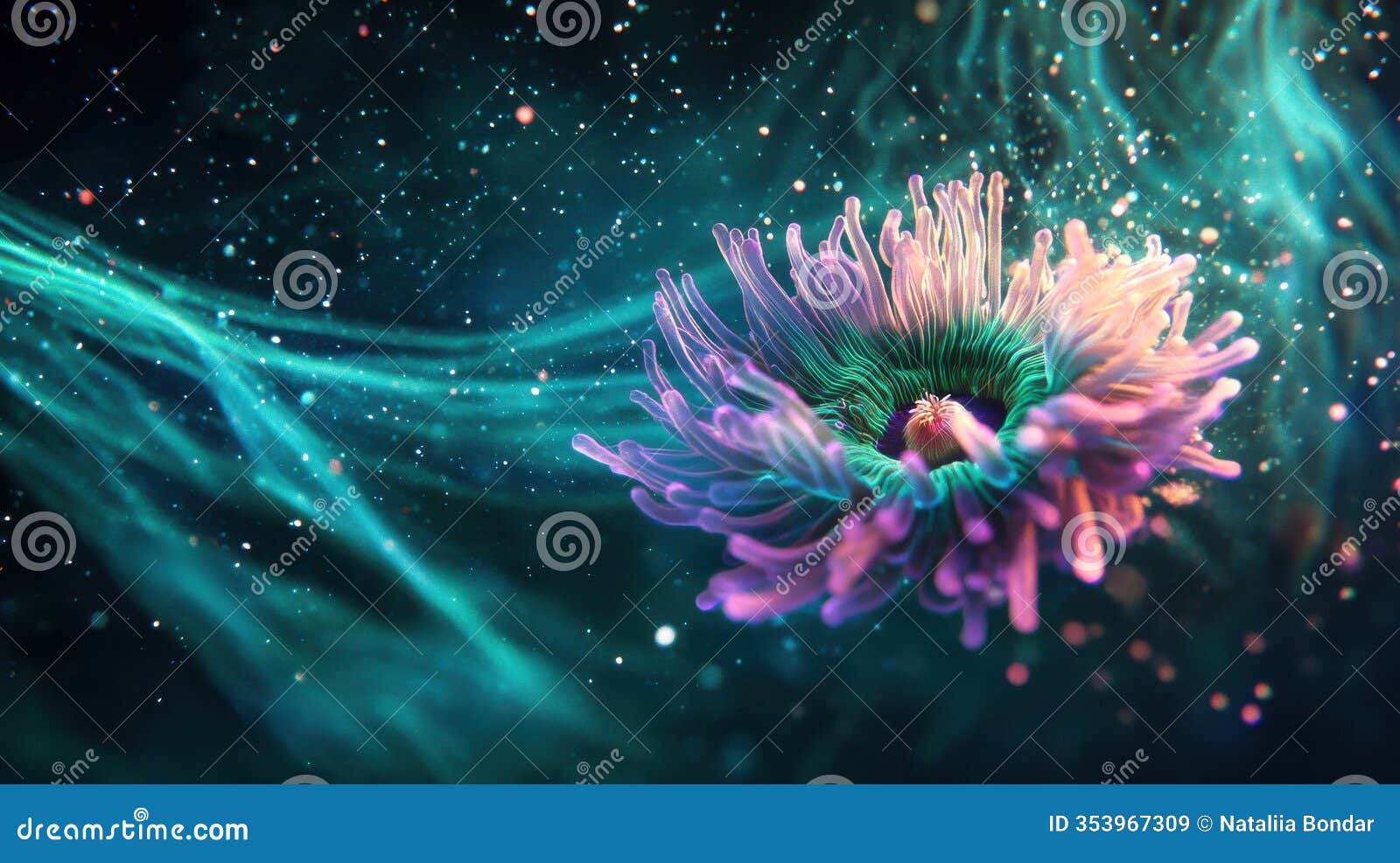 Captivating Cosmic Flower with Vibrant Tentacles and Starry Background ...