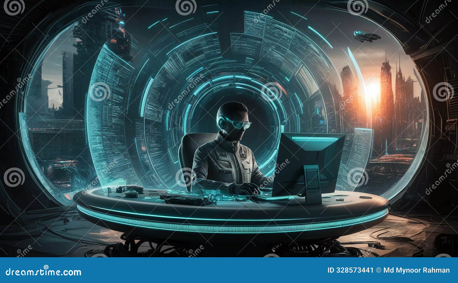 A Captivating Cyberpunk Concept Art of a Network Security Expert ...