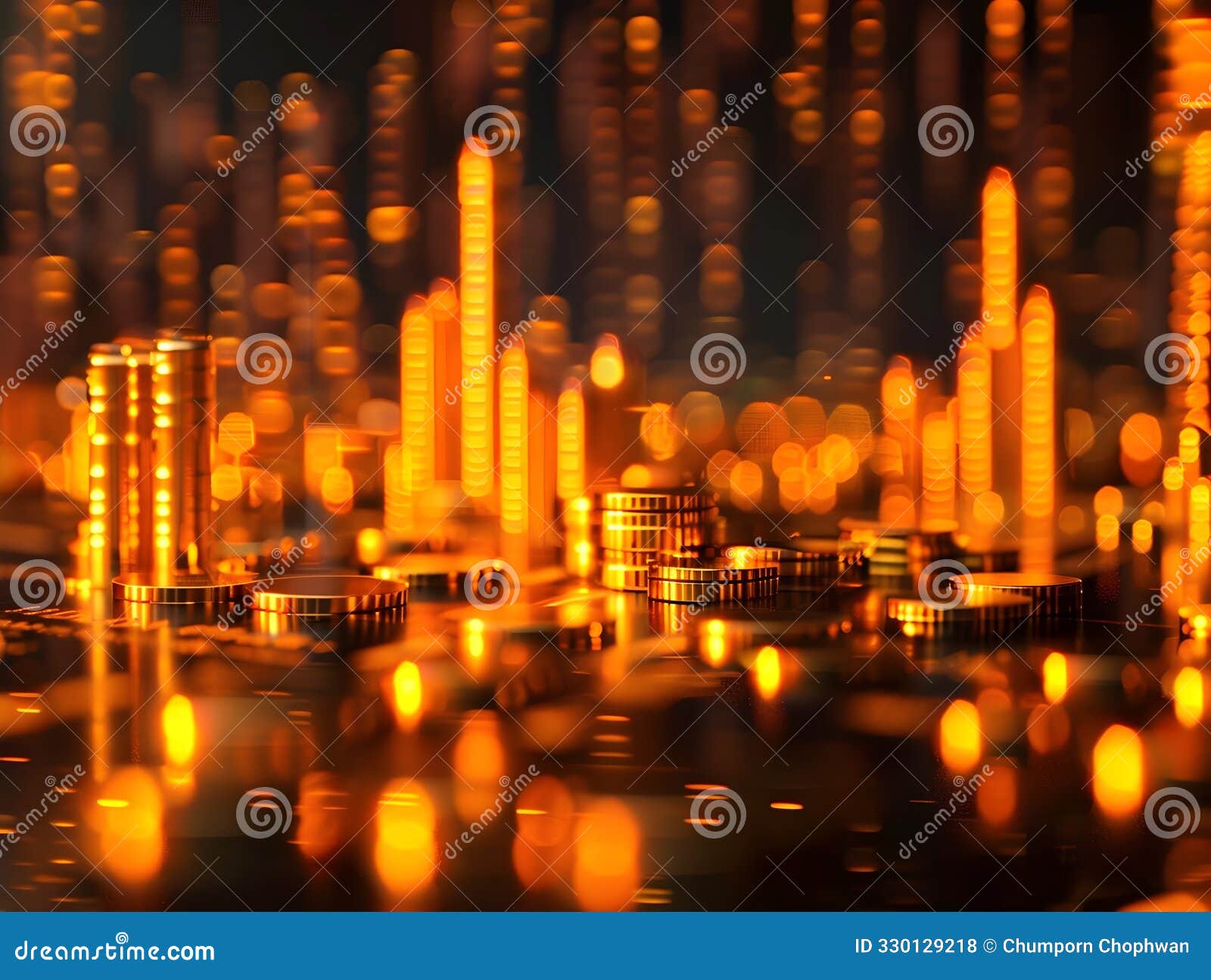 Captivating 3D Backdrop of Gold Financial Data Visualization for ...