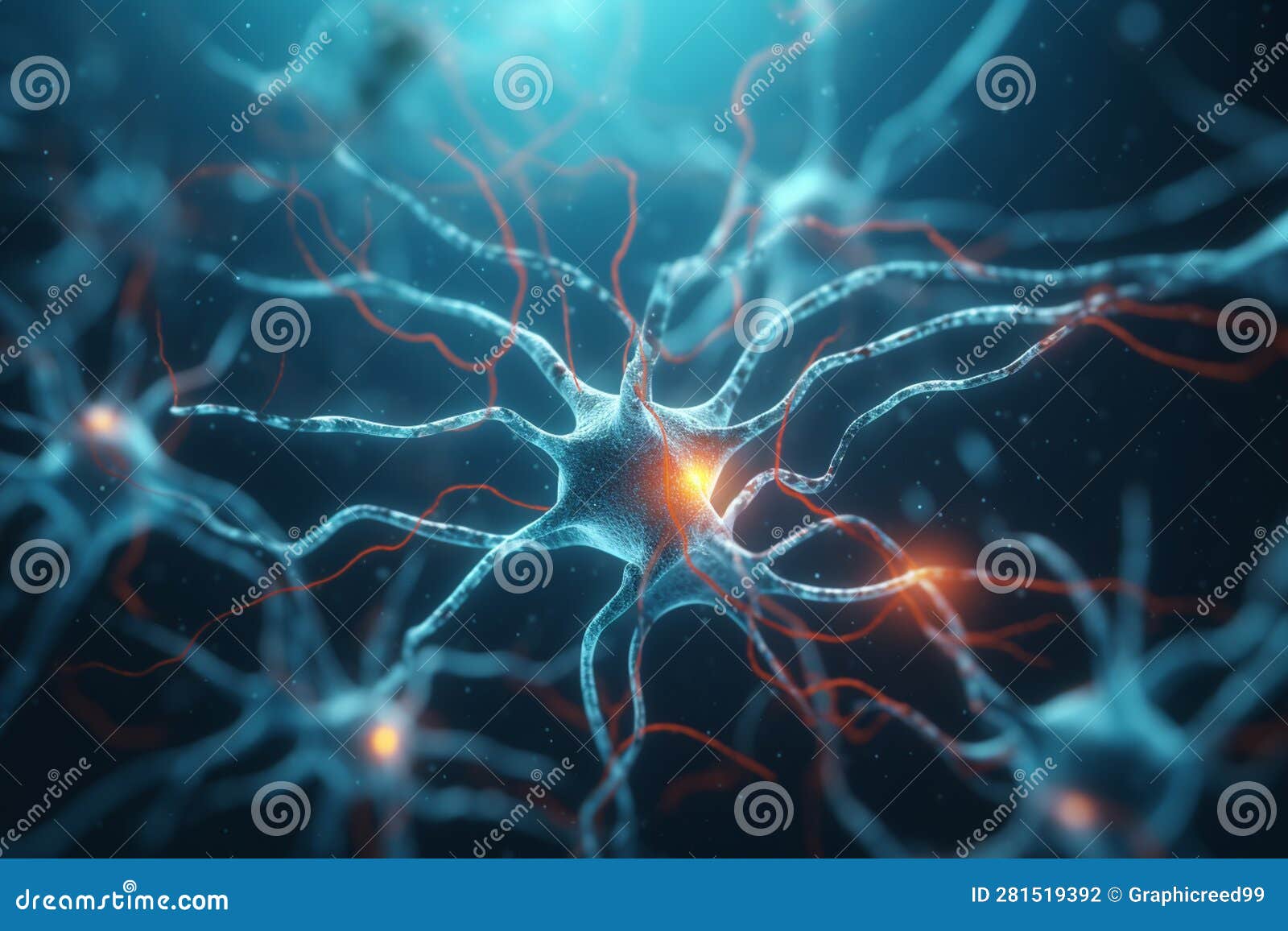 3D Illustration of Neuron Cell, Brain Cell, Neurons, Nervous System ...