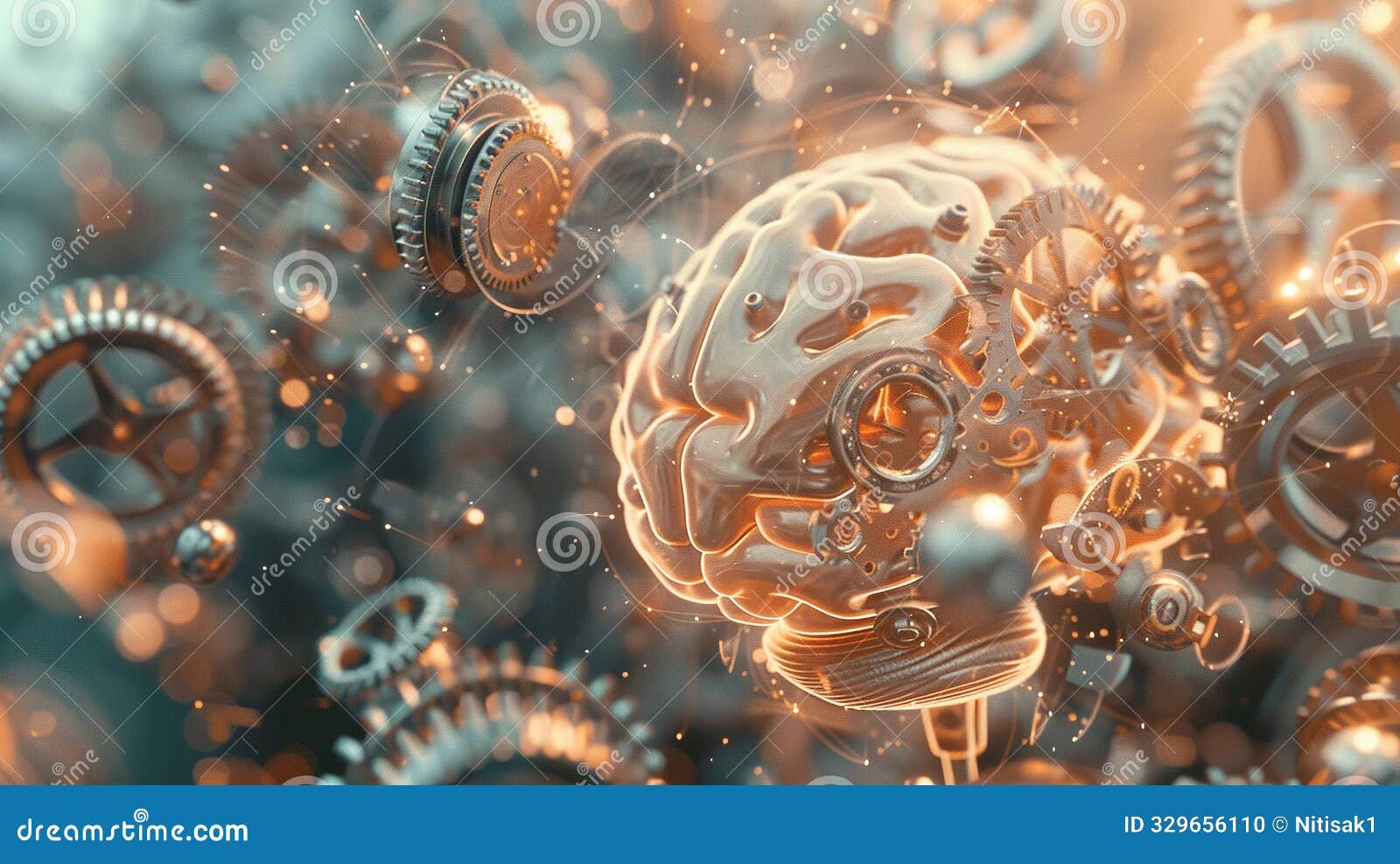 A Captivating 3D Model of a Brain Gears Turning and Cogs Whirring ...