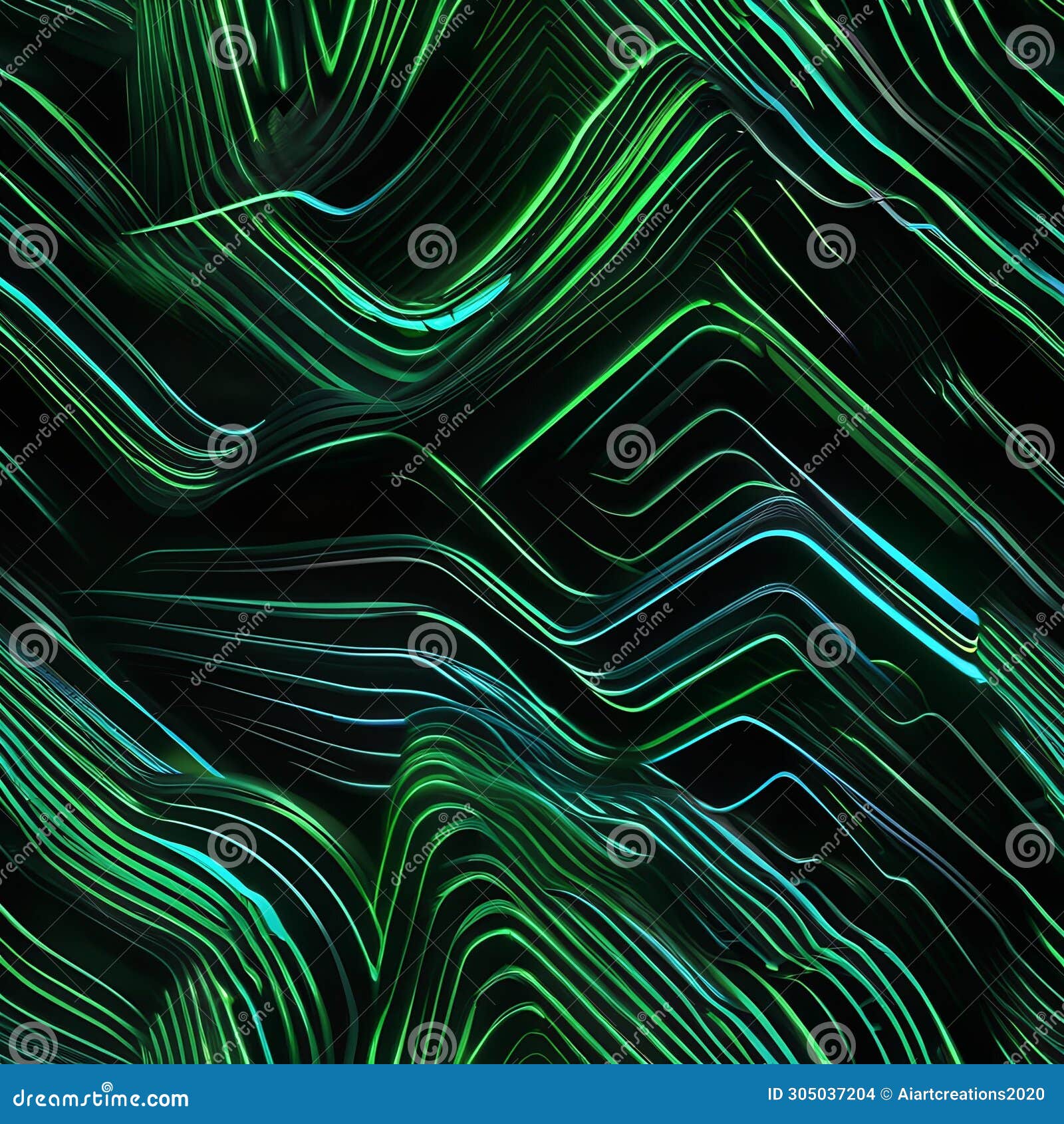 A Captivating 3D Render of Abstract Green Neon Lines Dancing ...