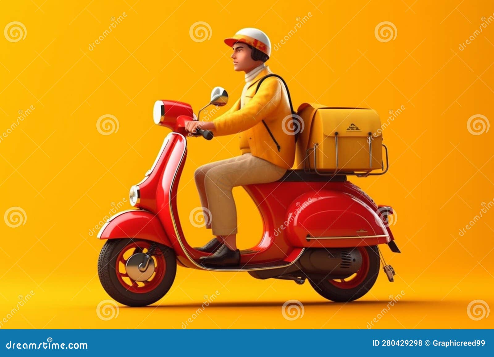 Ai Generative Delivery Man Riding a Scooter. Delivery Service Concept ...