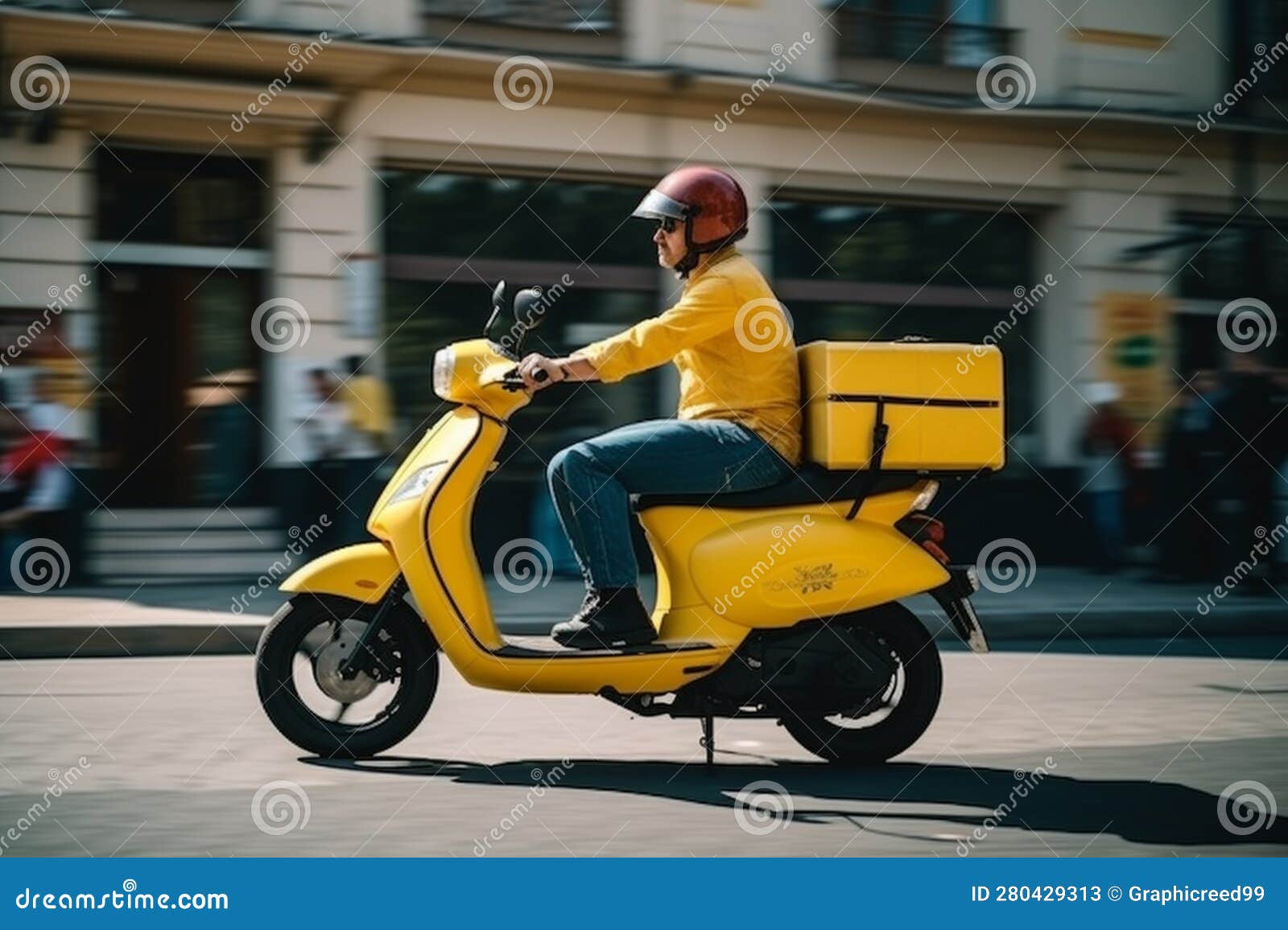 Ai Generative Delivery Man Riding a Scooter. Delivery Service Concept ...
