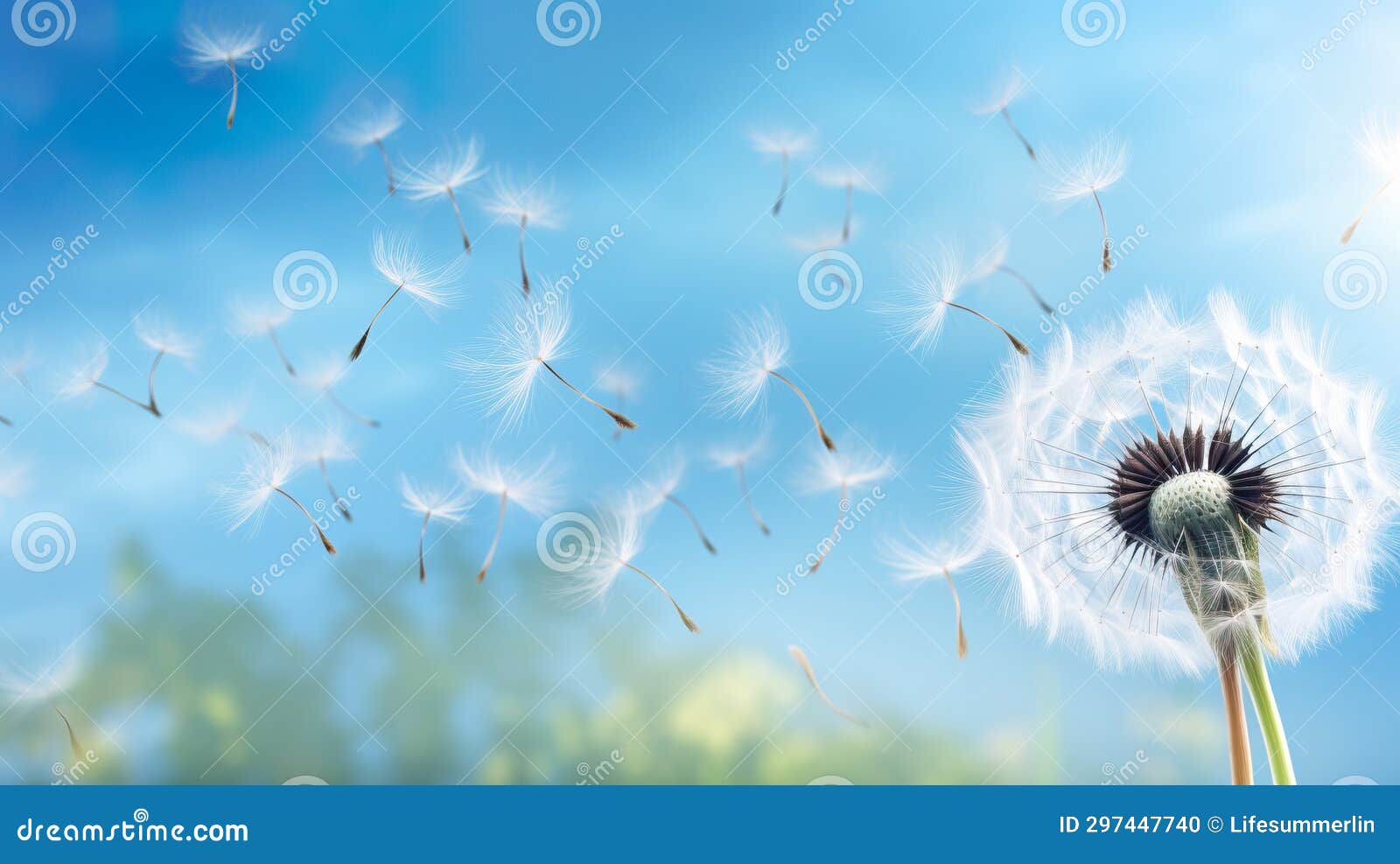 Captivating Dandelion Seeds Float through the Sky. Stock Illustration ...