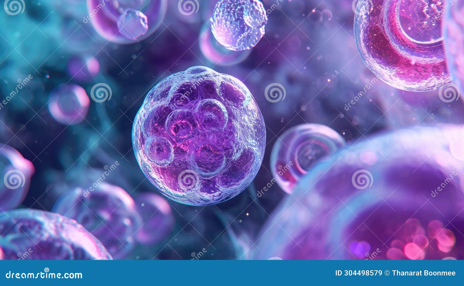 Captivating Depiction Featuring Cells Viewed Under a Microscope ...