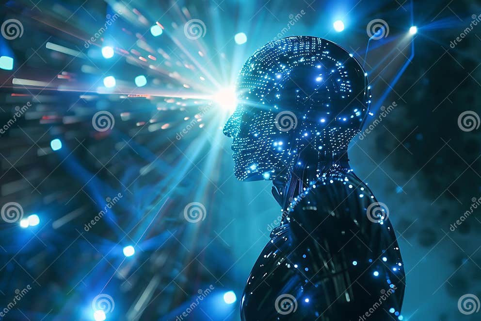 Human Statue with Intricate Light and Shade Effects Stock Illustration ...