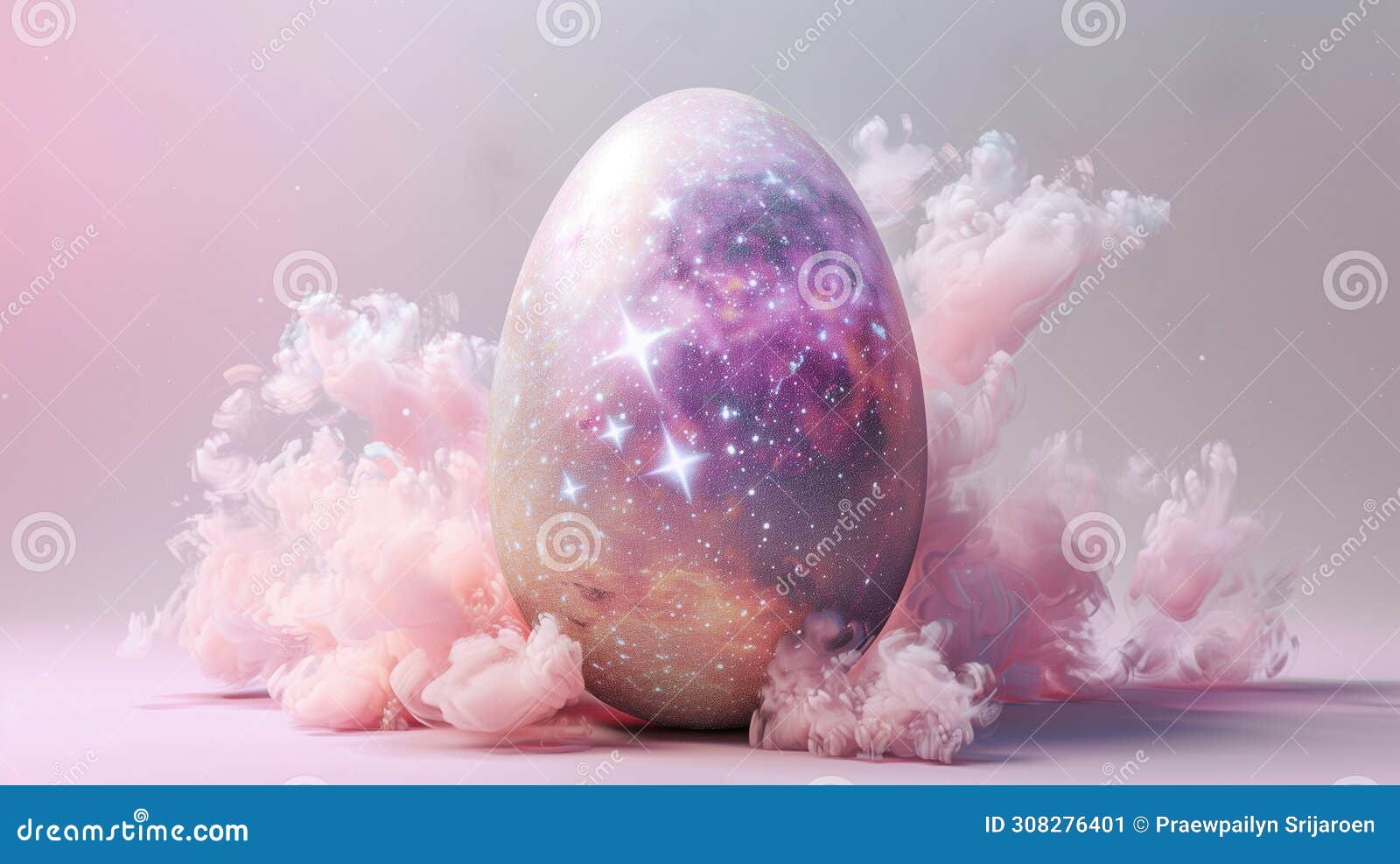 A Captivating Digital Artwork Featuring a Cosmic-themed Egg Surrounded ...