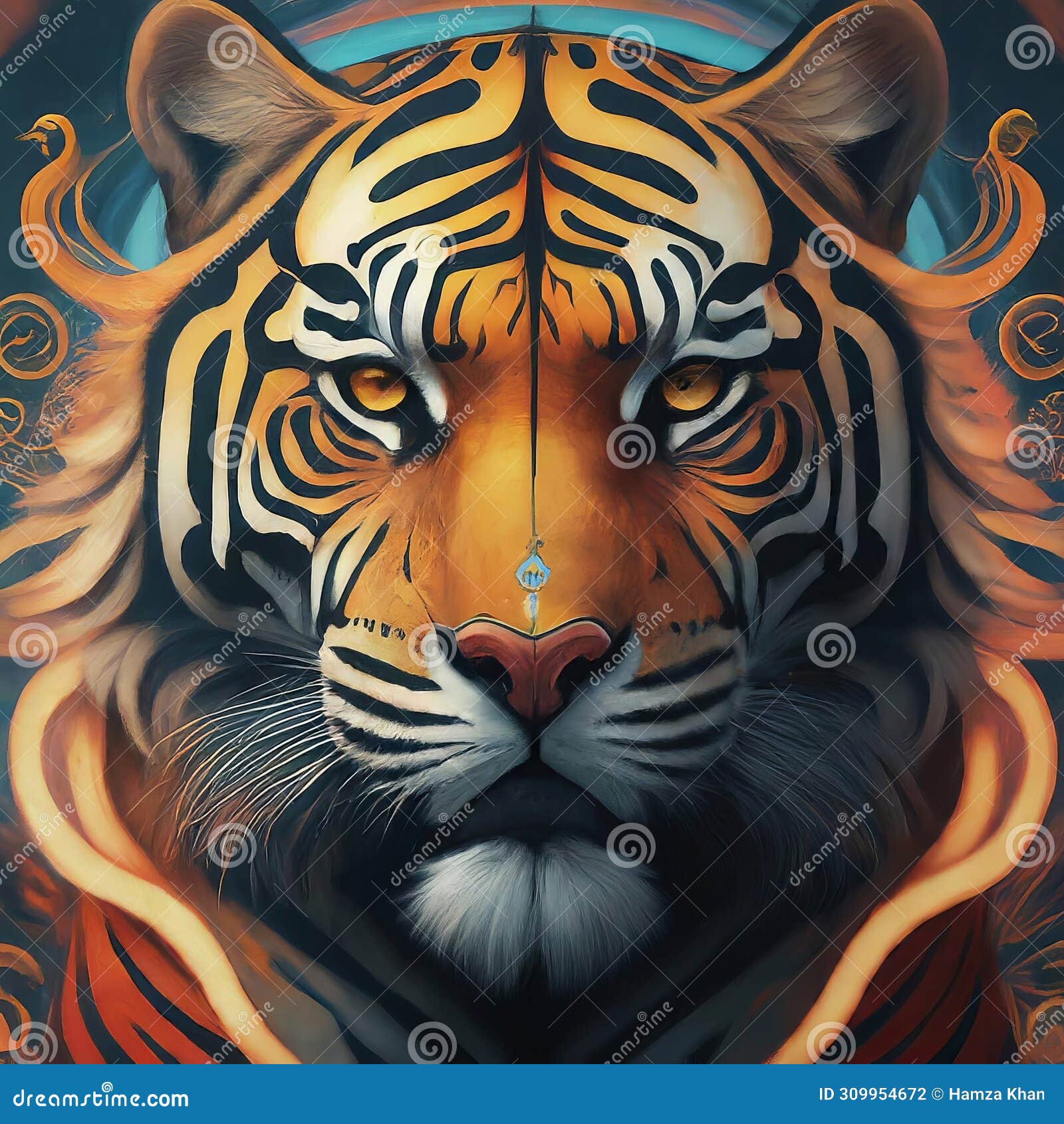 A Digital Artwork Depicting a Smoke-like Representation of a Tiger, Ai ...