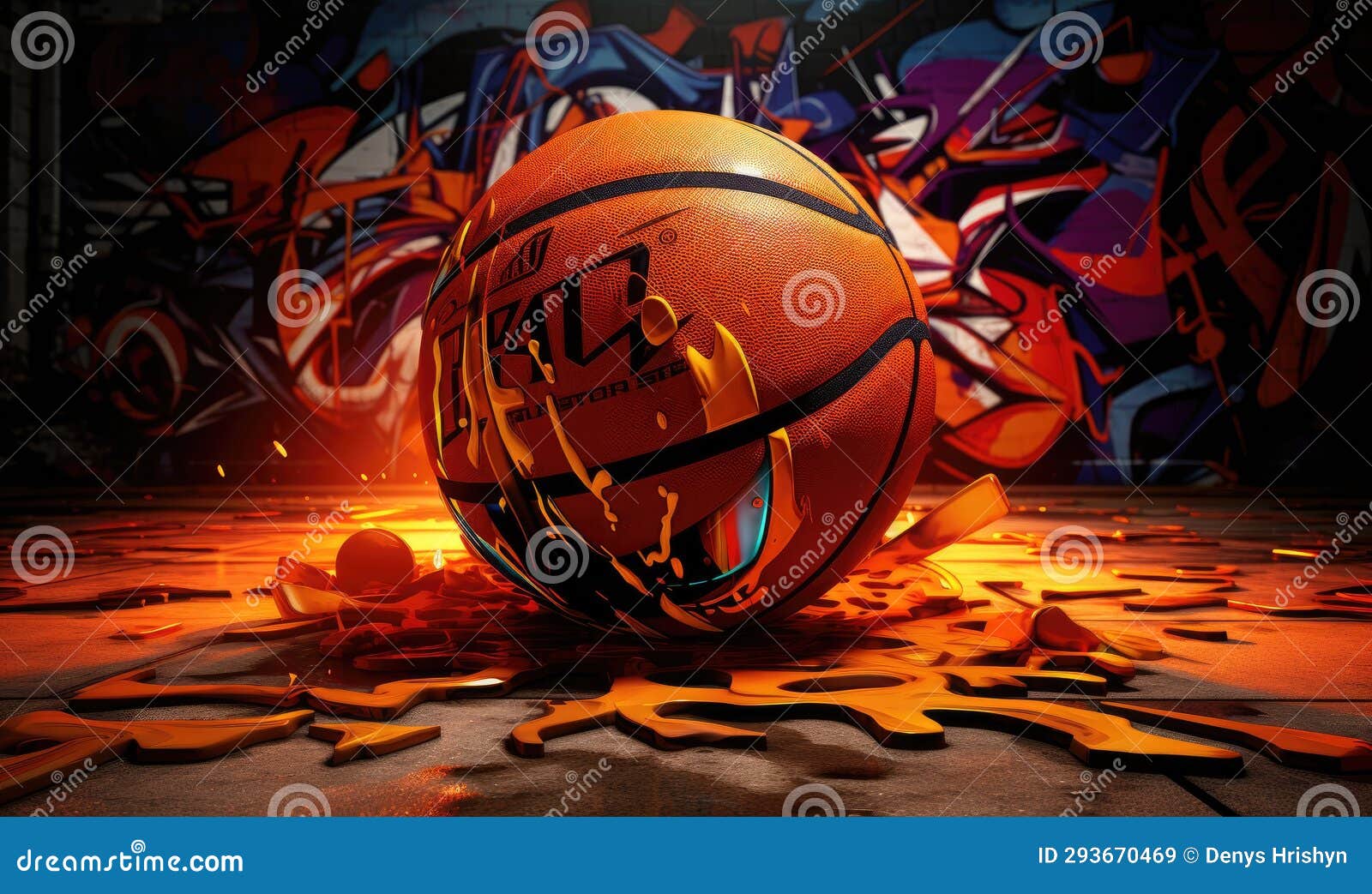 In this Captivating Digital Illustration, Basketball and Graffiti Art ...