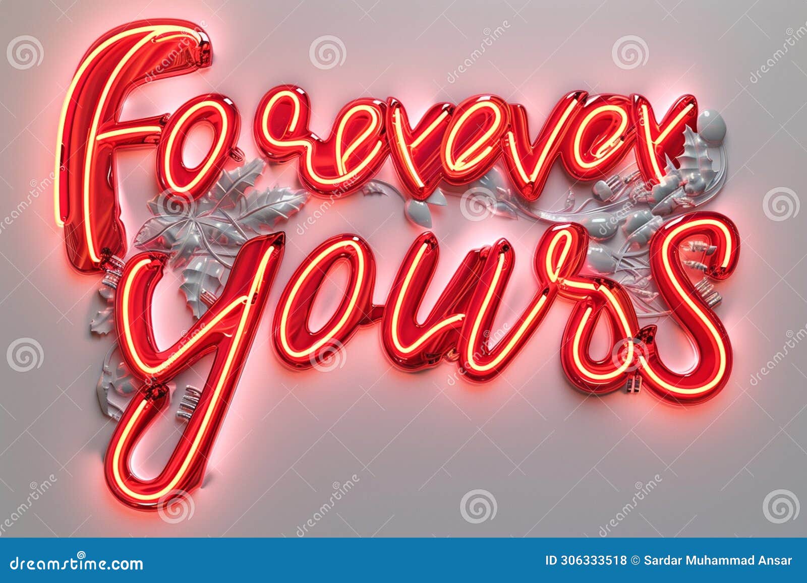 A Captivating Digital Neon Artwork, Depicting the Phrase "Forever Yours ...