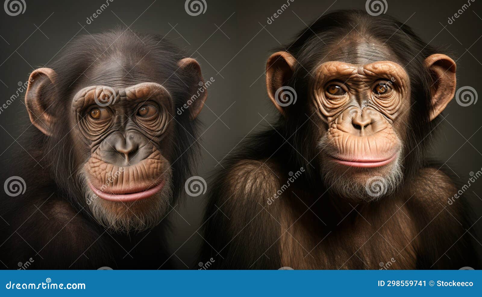 Captivating Diptych Portraits of Two Chimpanzees Stock Illustration ...