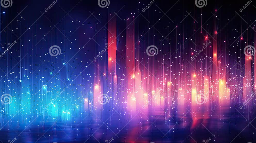 Illuminated Data Visualization Displaying Horizontal Light Columns ...