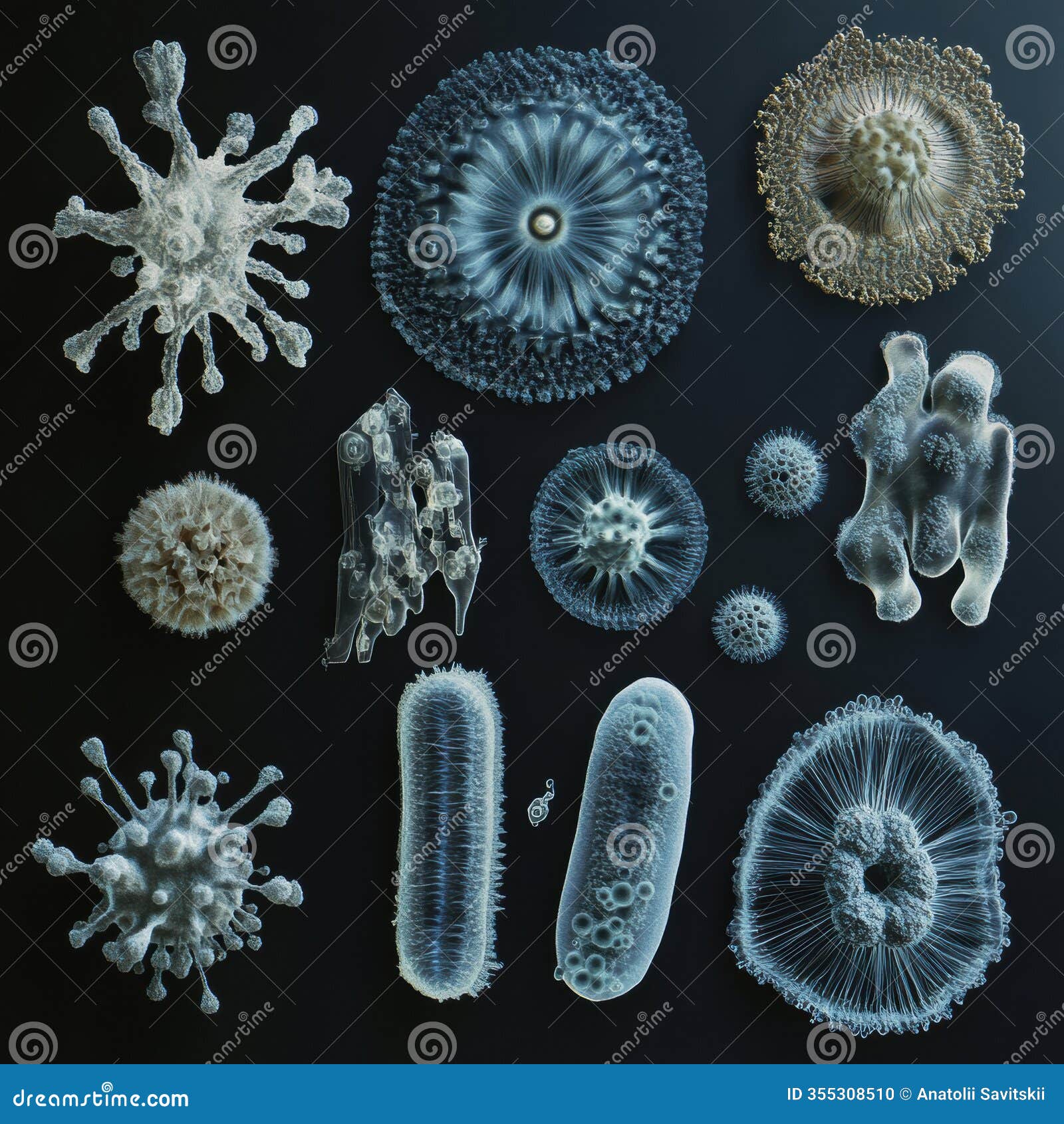 Bacteria Evolution Sequence Showing Diverse Shapes and Structures Under ...