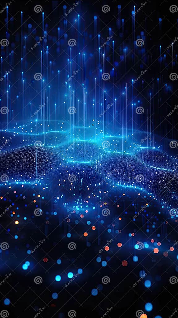 Illuminated Data Visualization Displaying Horizontal Light Columns ...
