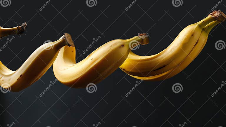 A Captivating Display Shows Bananas Soaring Elegantly in a Fluid Motion ...