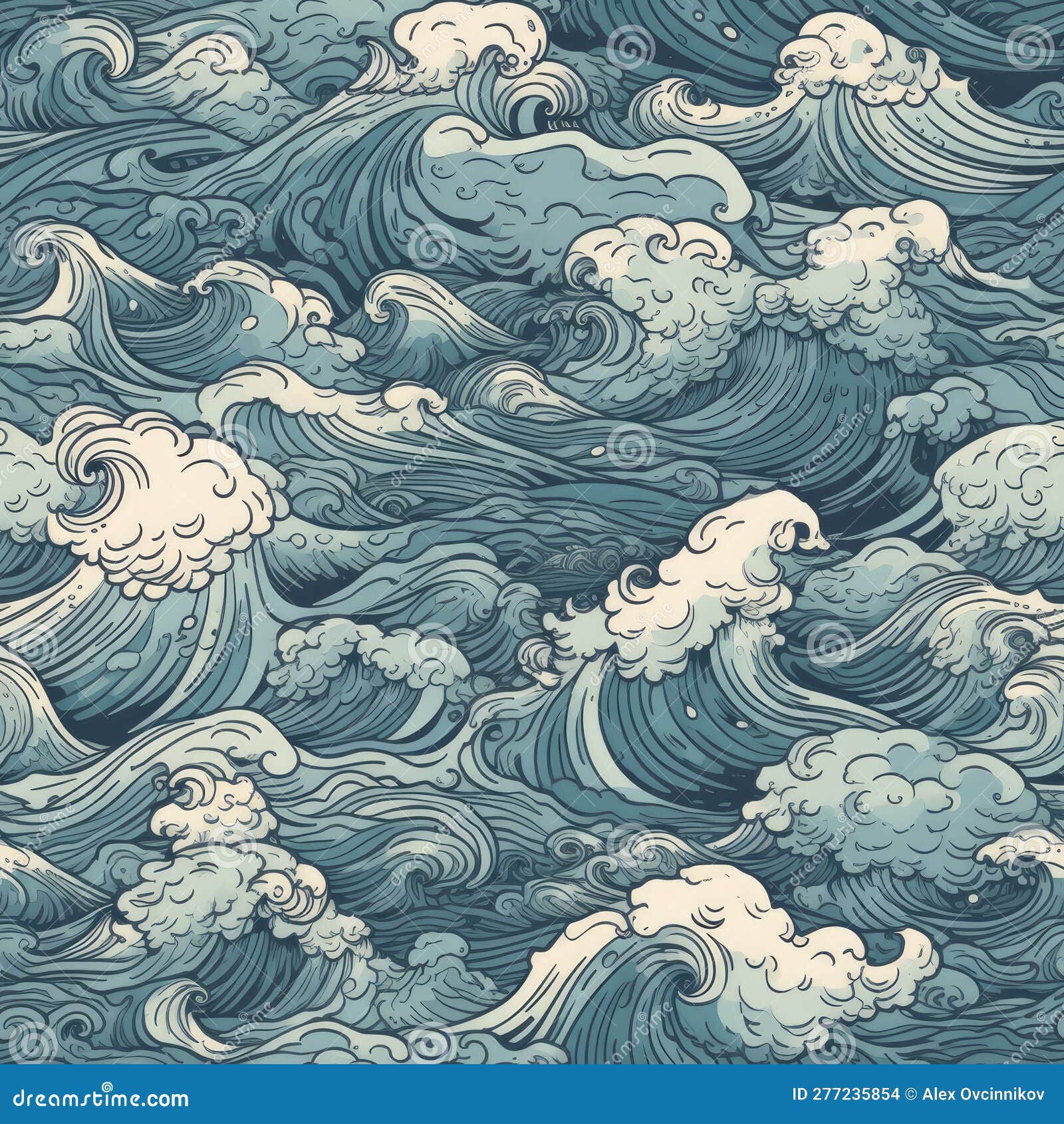 Captivating Drawing of Rolling Ocean Waves for Your Next Project. Stock ...