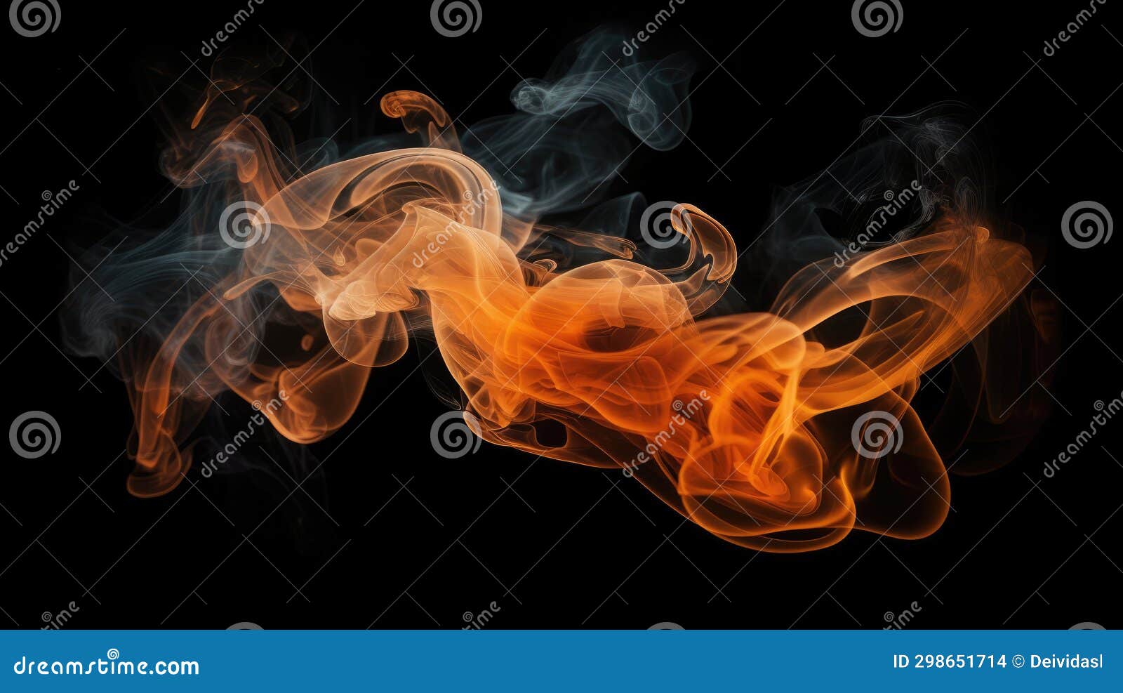 Fiery Dance: the Intertwining of Flame and Smoke Stock Illustration ...