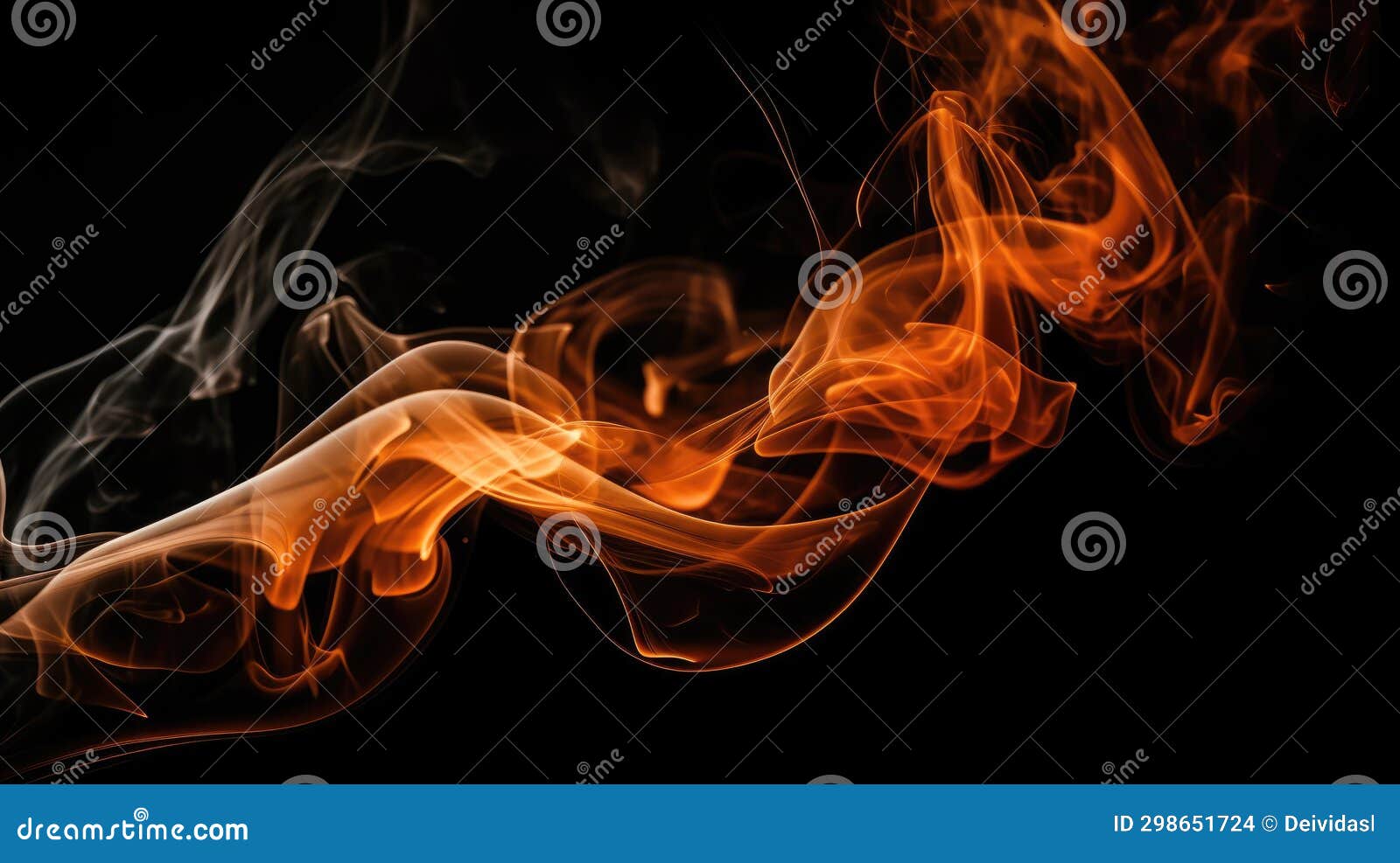 Fiery Dance: the Intertwining of Flame and Smoke Stock Illustration ...