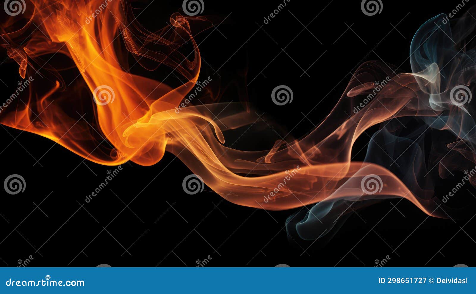 Fiery Dance: the Intertwining of Flame and Smoke Stock Illustration ...