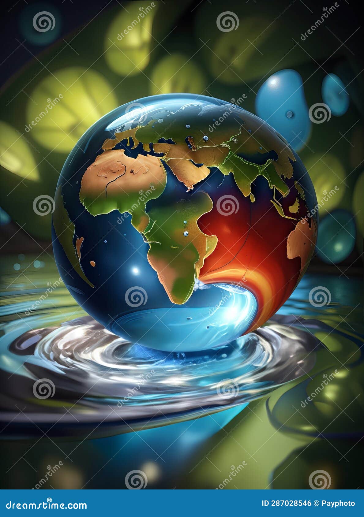 Captivating Earth within a Water Drop: Vibrant Colors and Volumetric ...