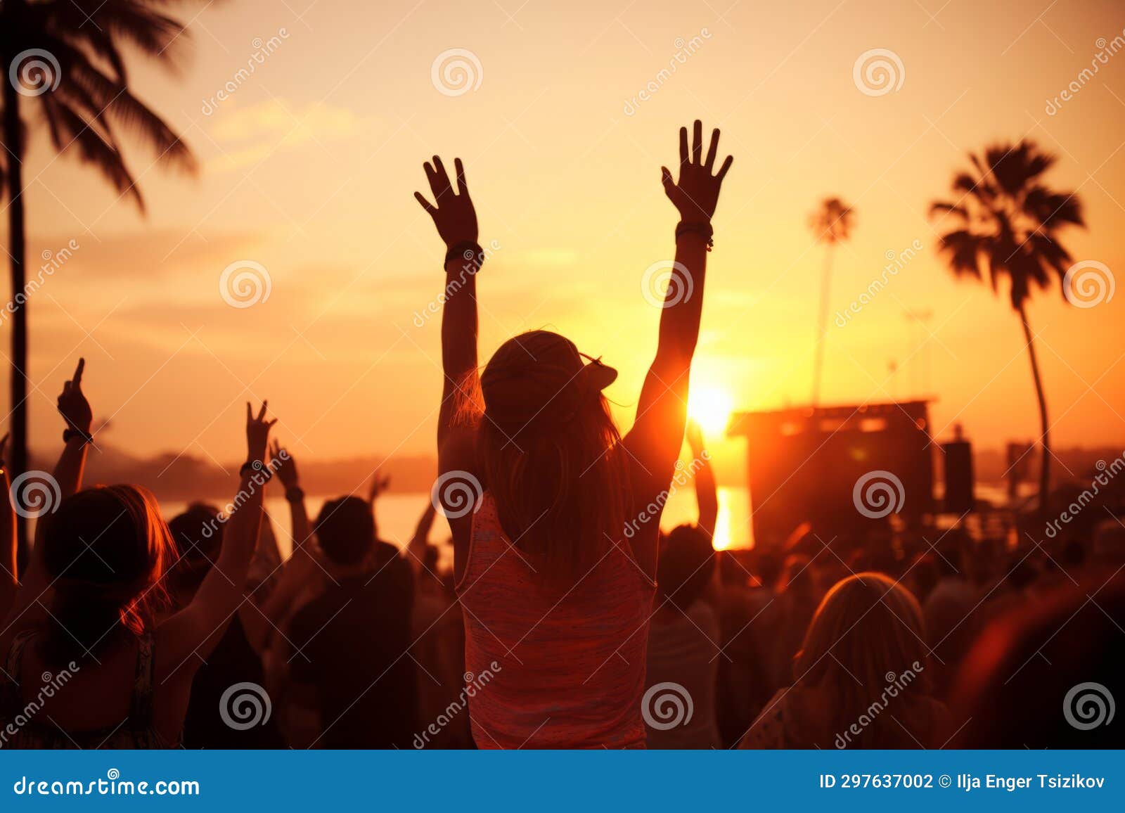 Captivating and Enthusiastic Crowd Dancing at Concert, Spectacular View ...