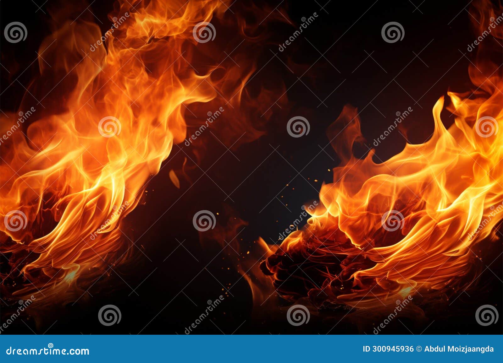 Captivating Fire Closeup of Intense Flames on a Black Backdrop Stock ...