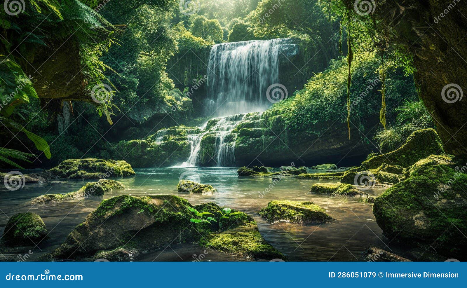 Captivating Forest Waterfall. Natural Cascade. Generative AI Stock ...