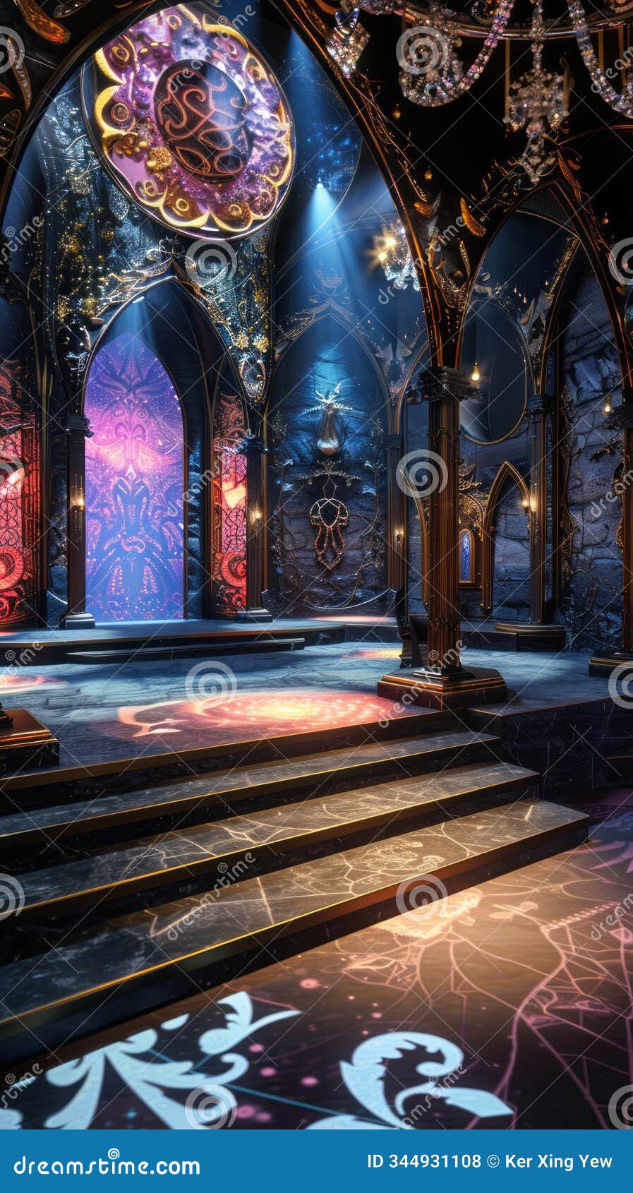 Fantasy Interior Design Cottage With Round Arched Wooden Door And ...