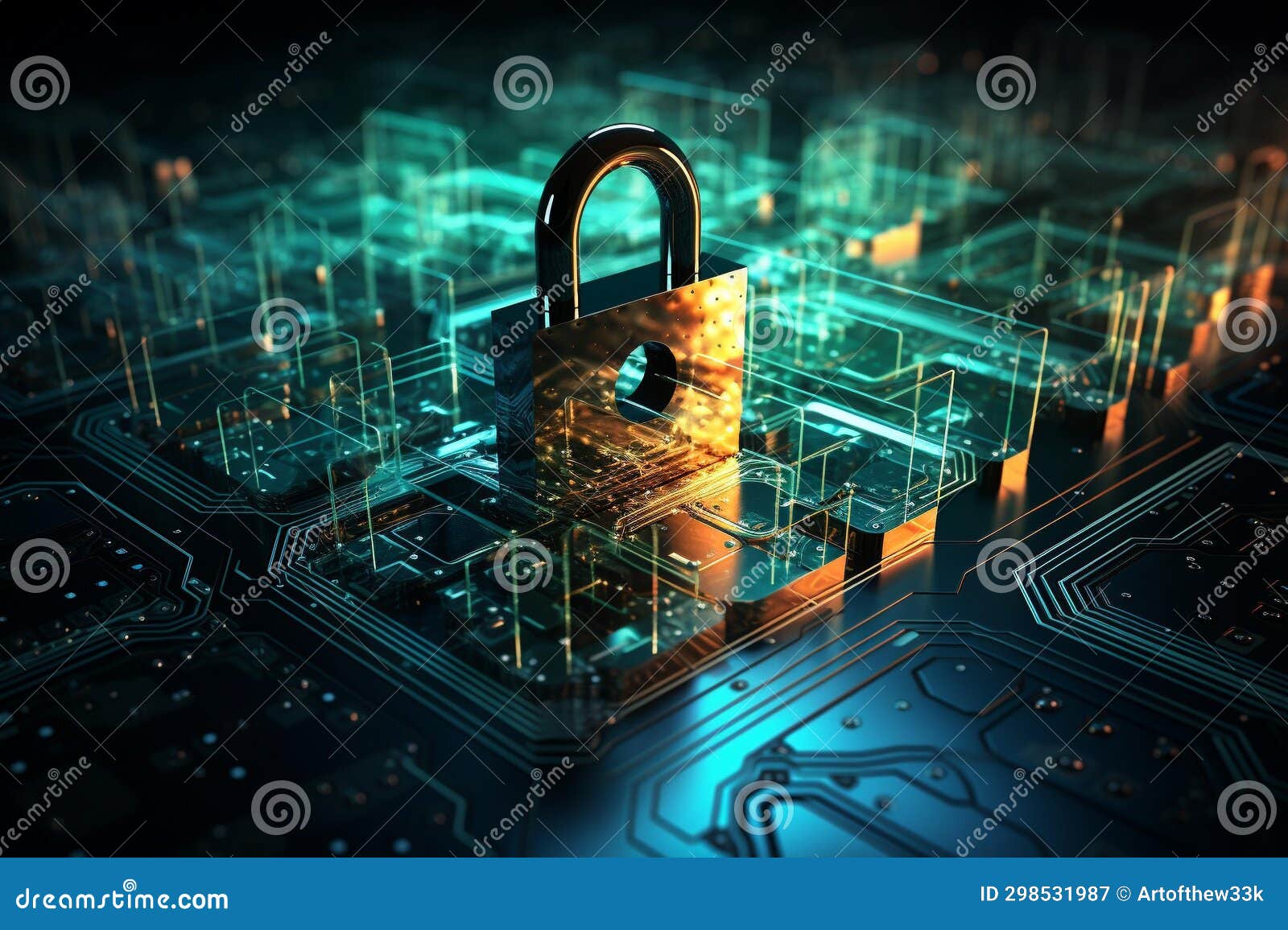 Unlocking Digital Secrets: Futuristic Abstract Illustration of Privacy ...