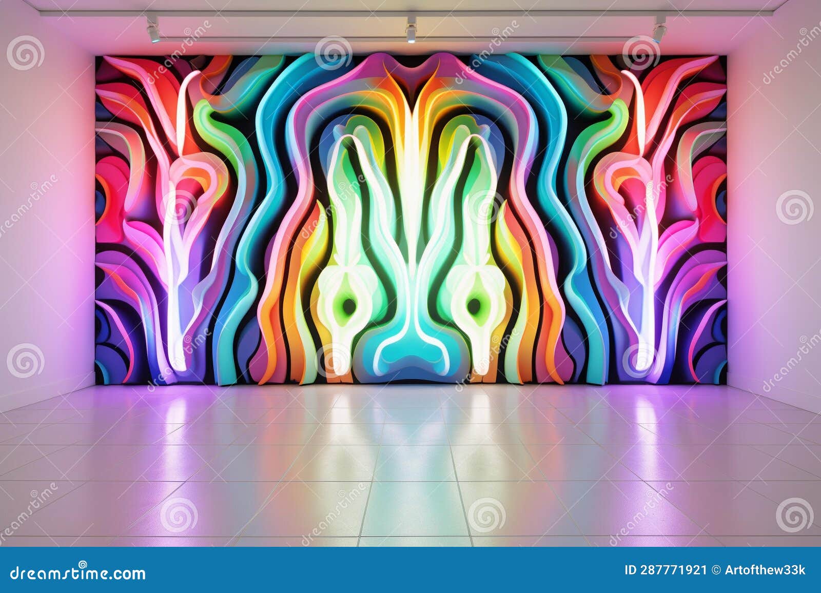 Vibrant Psychedelic Patterns Transform Minimalist Living Room Stock ...