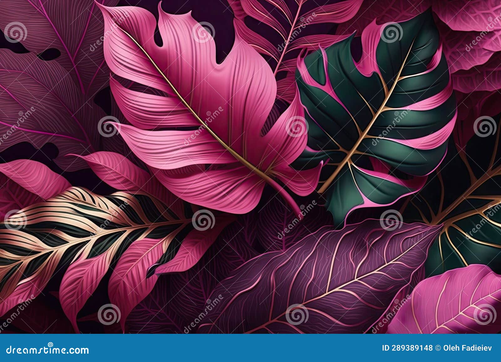 Background of Colored Tropical Leaves. Exotic Jungle Design Stock ...
