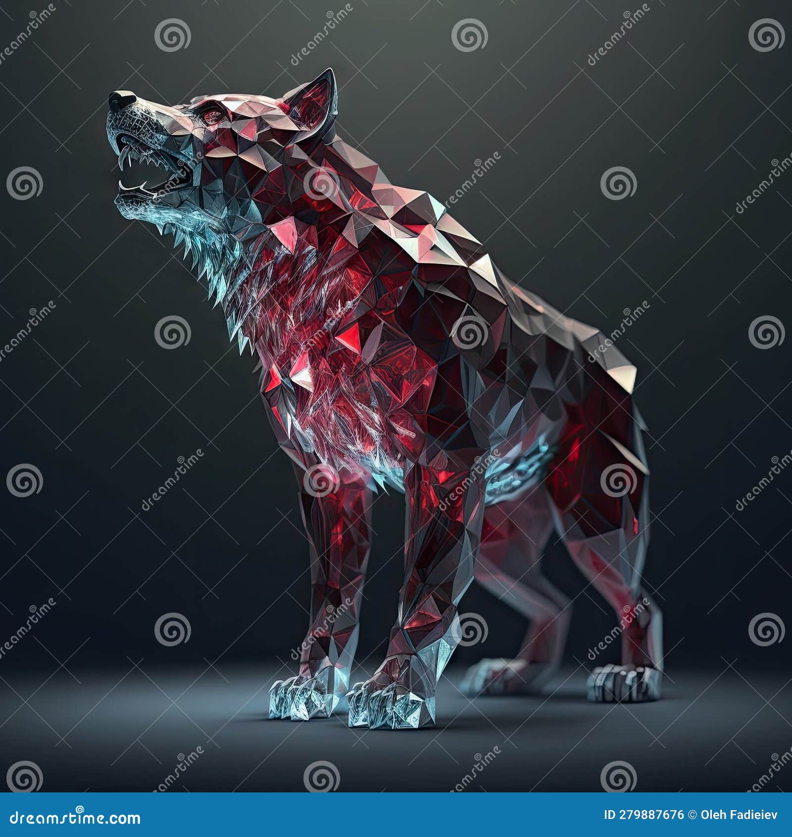 Polygonal Wolf in Low Poly Style on Dark Background Stock Photo - Image ...