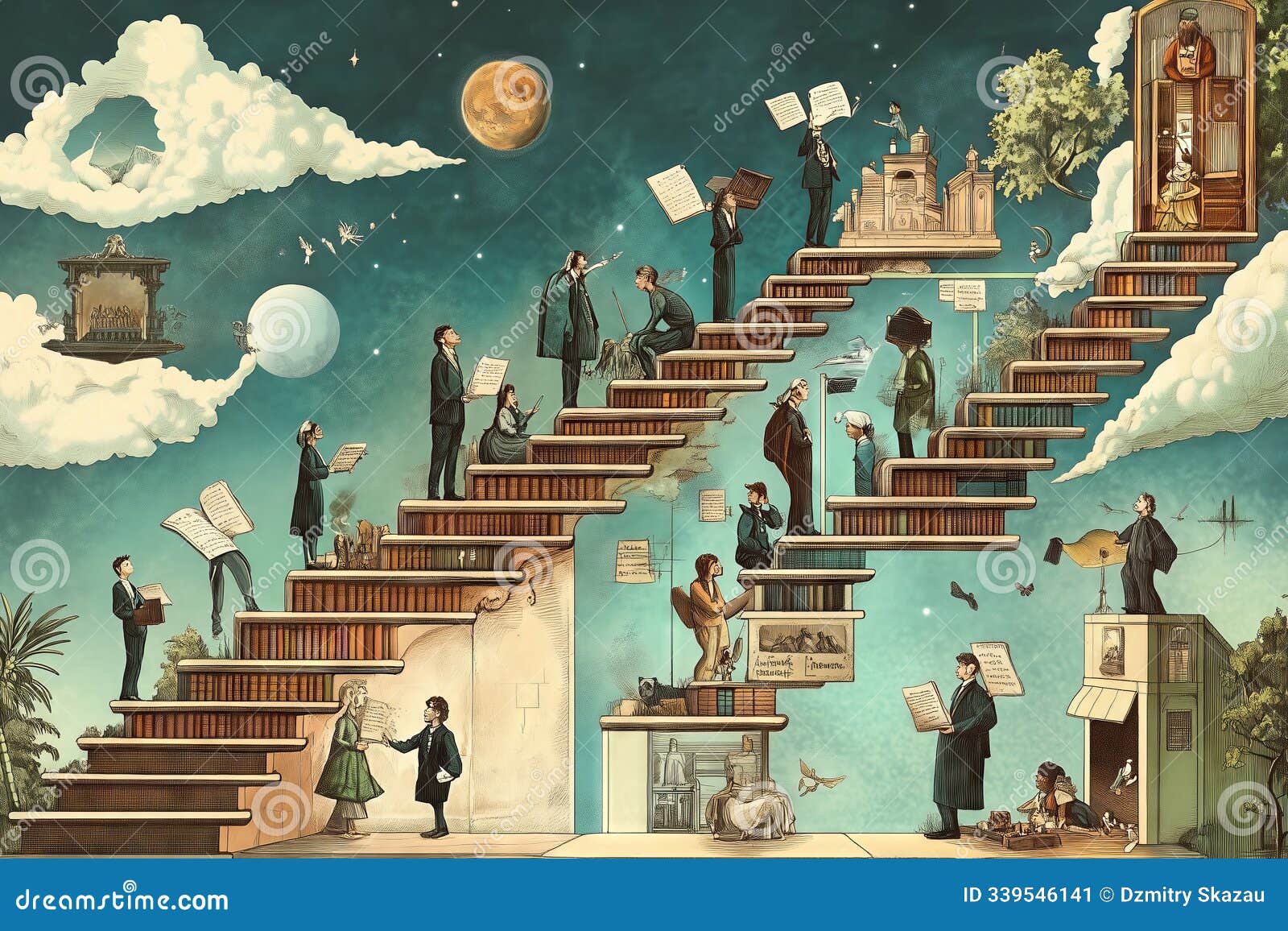 The Journey of Knowledge through the Ages Depicted in a Vibrant ...