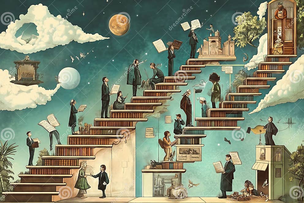 The Journey of Knowledge through the Ages Depicted in a Vibrant ...