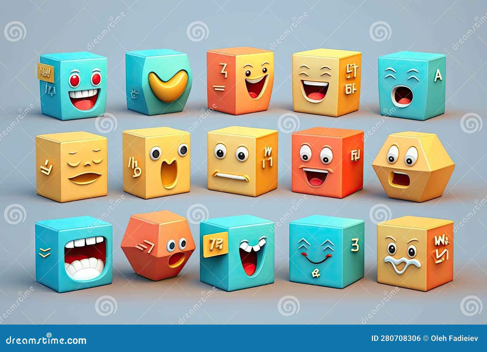 Emoticon Cubes with Different Emotions and Expressions Stock ...