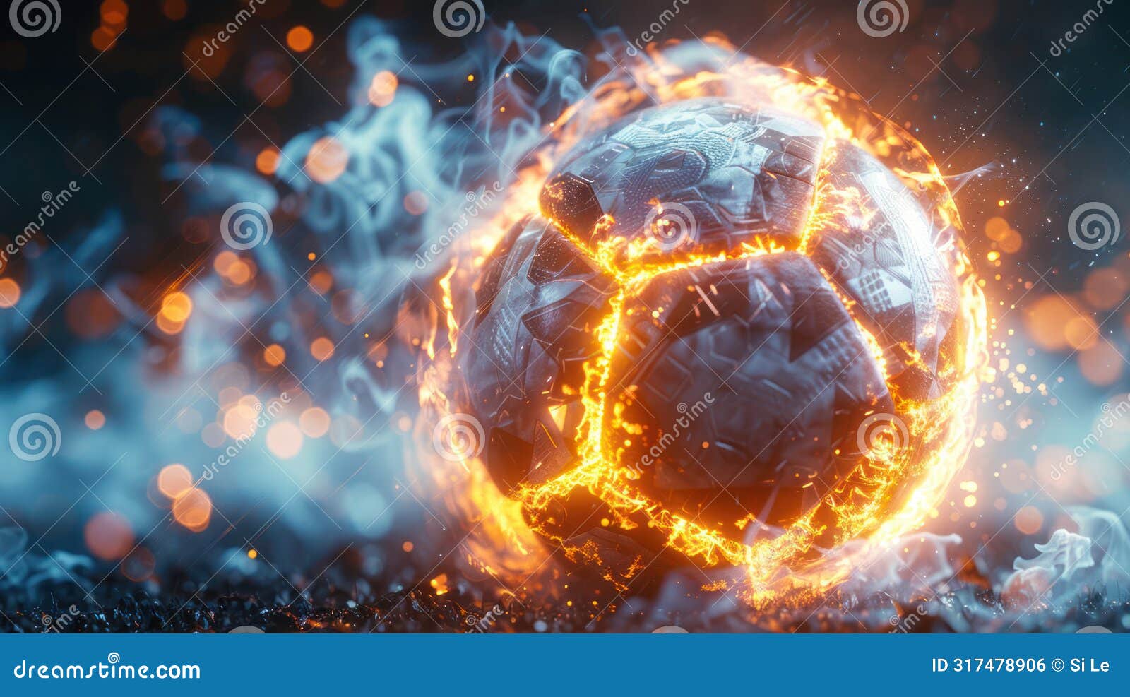 Futuristic Soccer Ball Explosion in White and Black with Neon Glow and ...