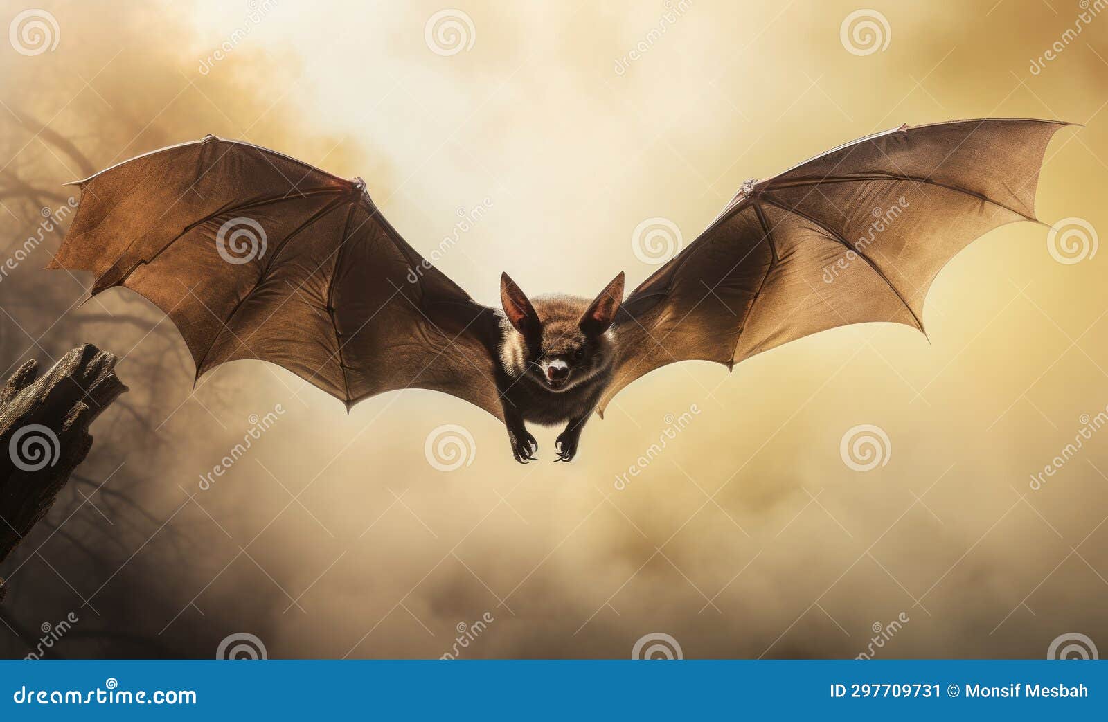 Spellbinding Dance of the Night: a Bat Takes Flight with Majestic Wings ...