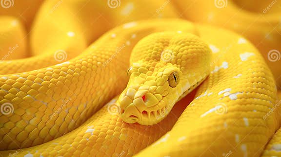 Captivating Image of a Beautiful Yellow Python Coiled in a Striking ...