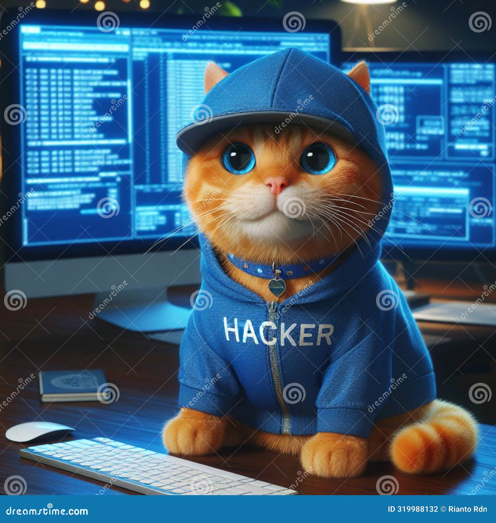 Hacker Cat: Mastering the Cyber Domain Stock Illustration ...