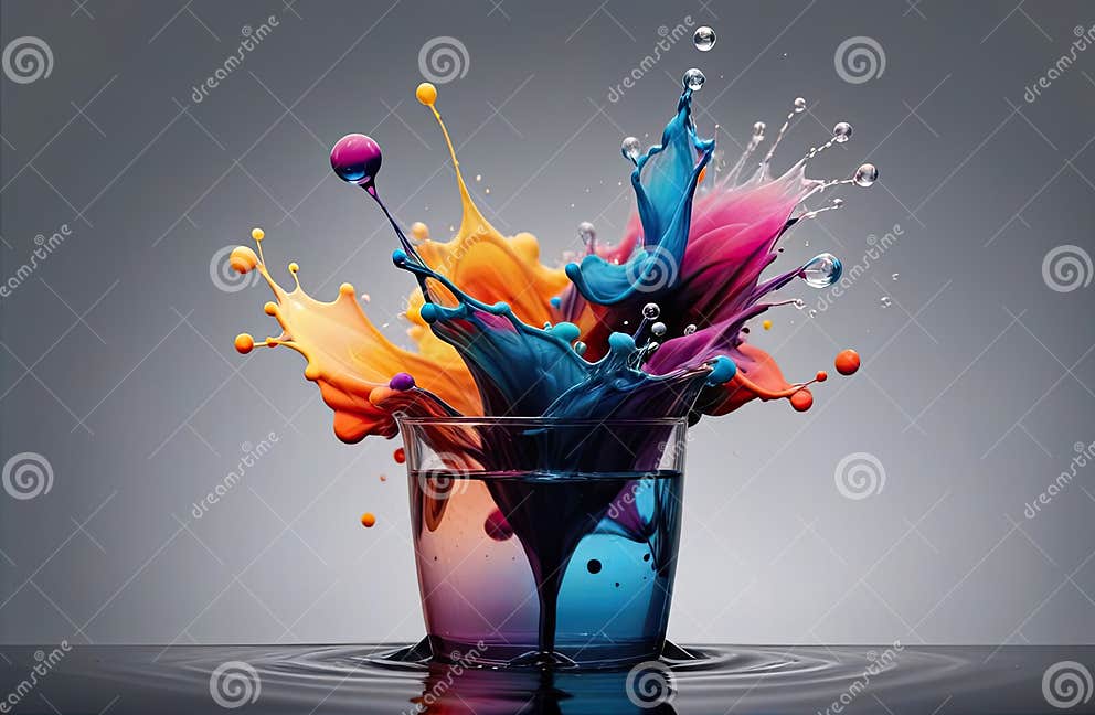 Vibrant Color Explosion in Glass: a Symphony of Hues Stock Illustration ...