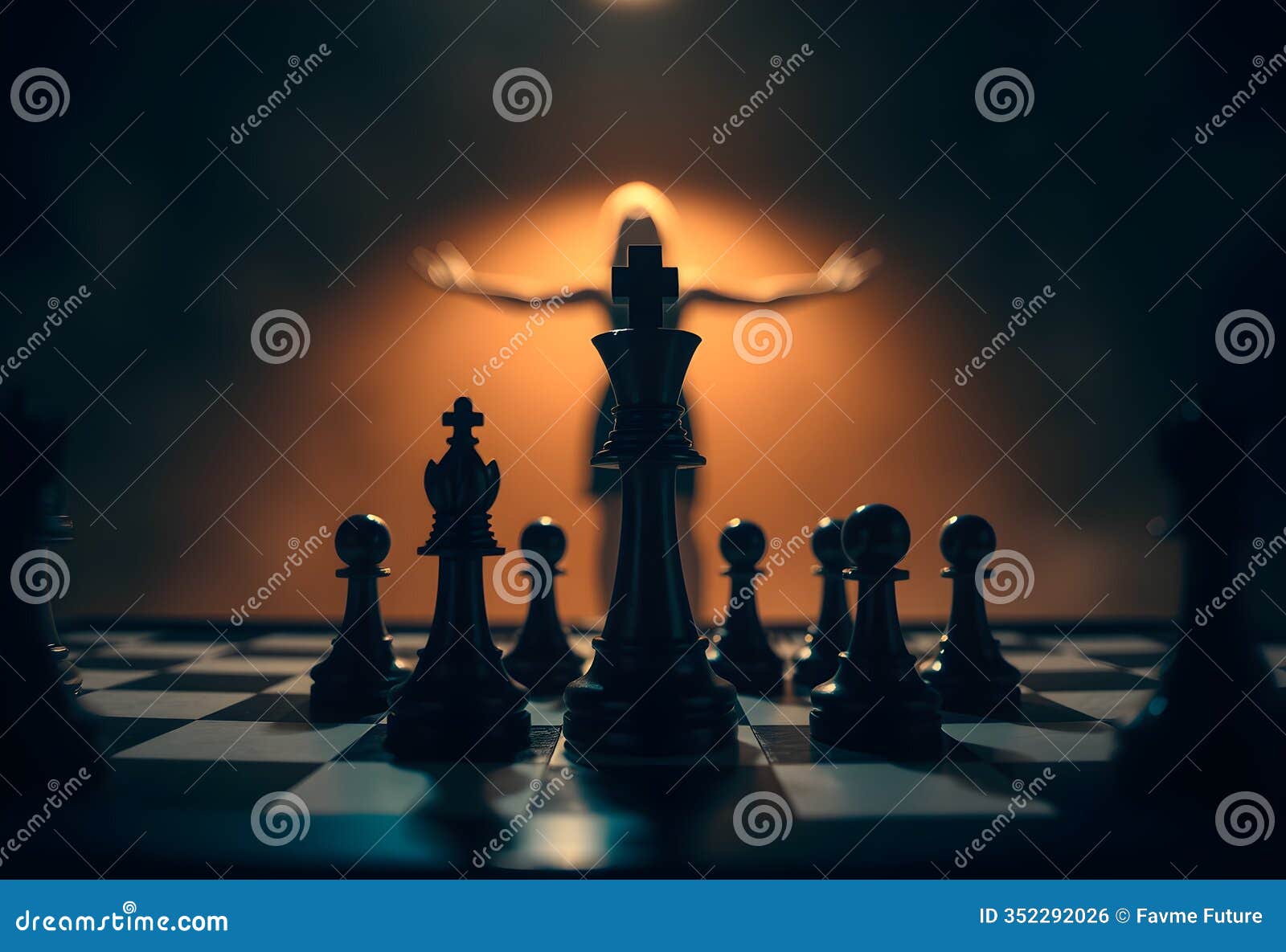 Strategic Silhouette: a Woman S Gaze Over the Chessboard Stock ...