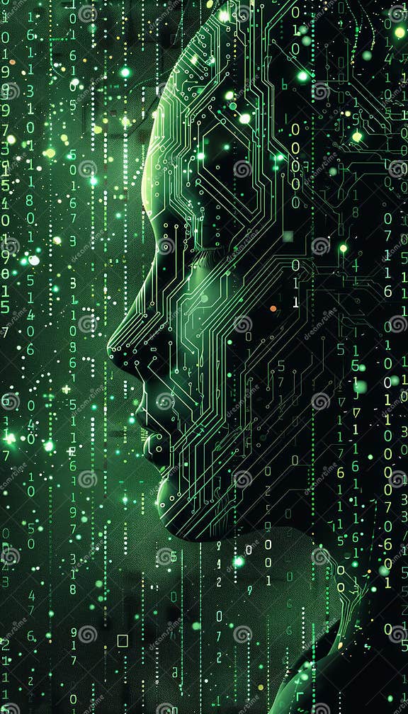 Futuristic Digital Face with Binary Code a Visual Representation of ...