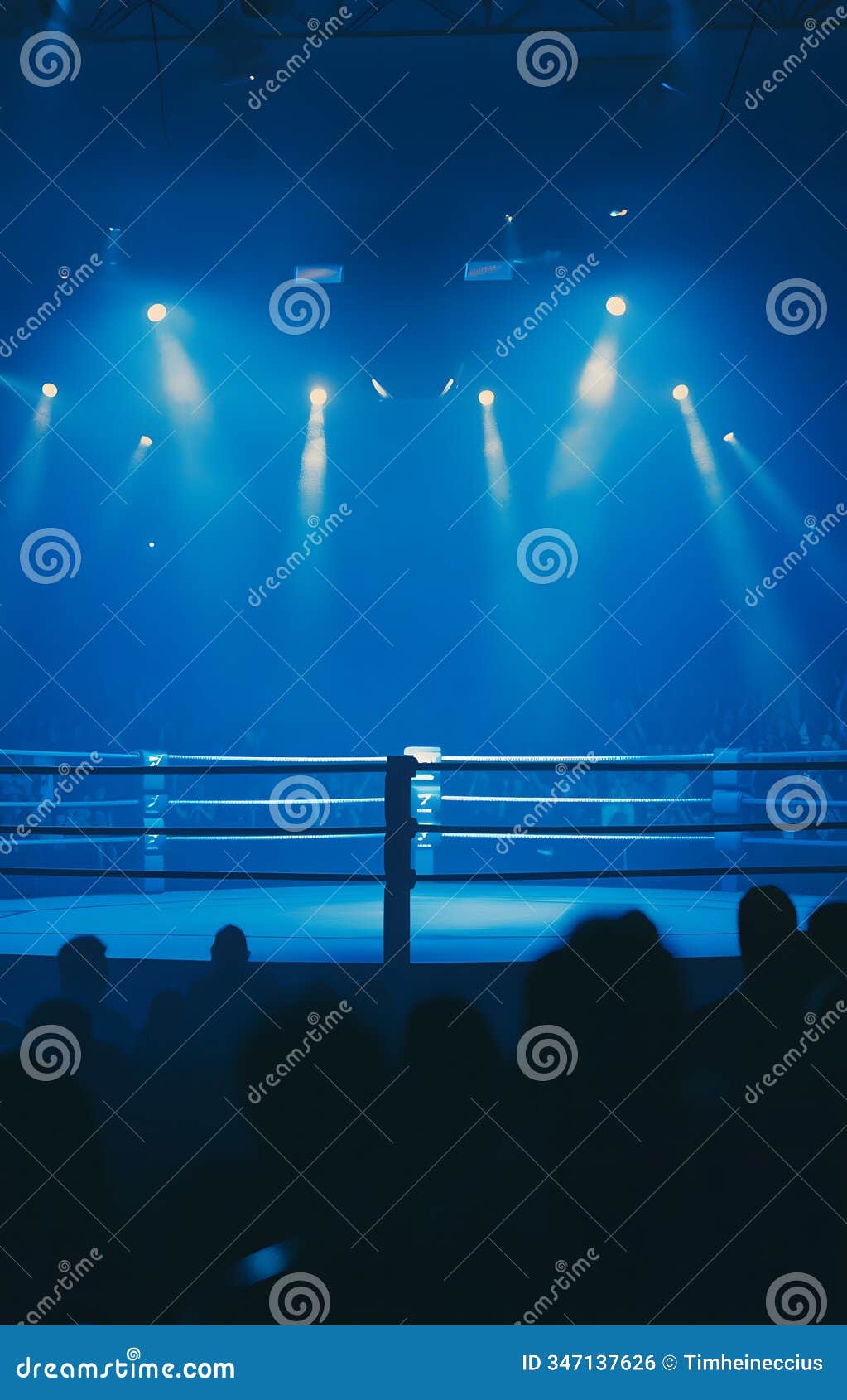 Dramatic Blue Lighting Boxing Ring Scene Stock Illustration ...