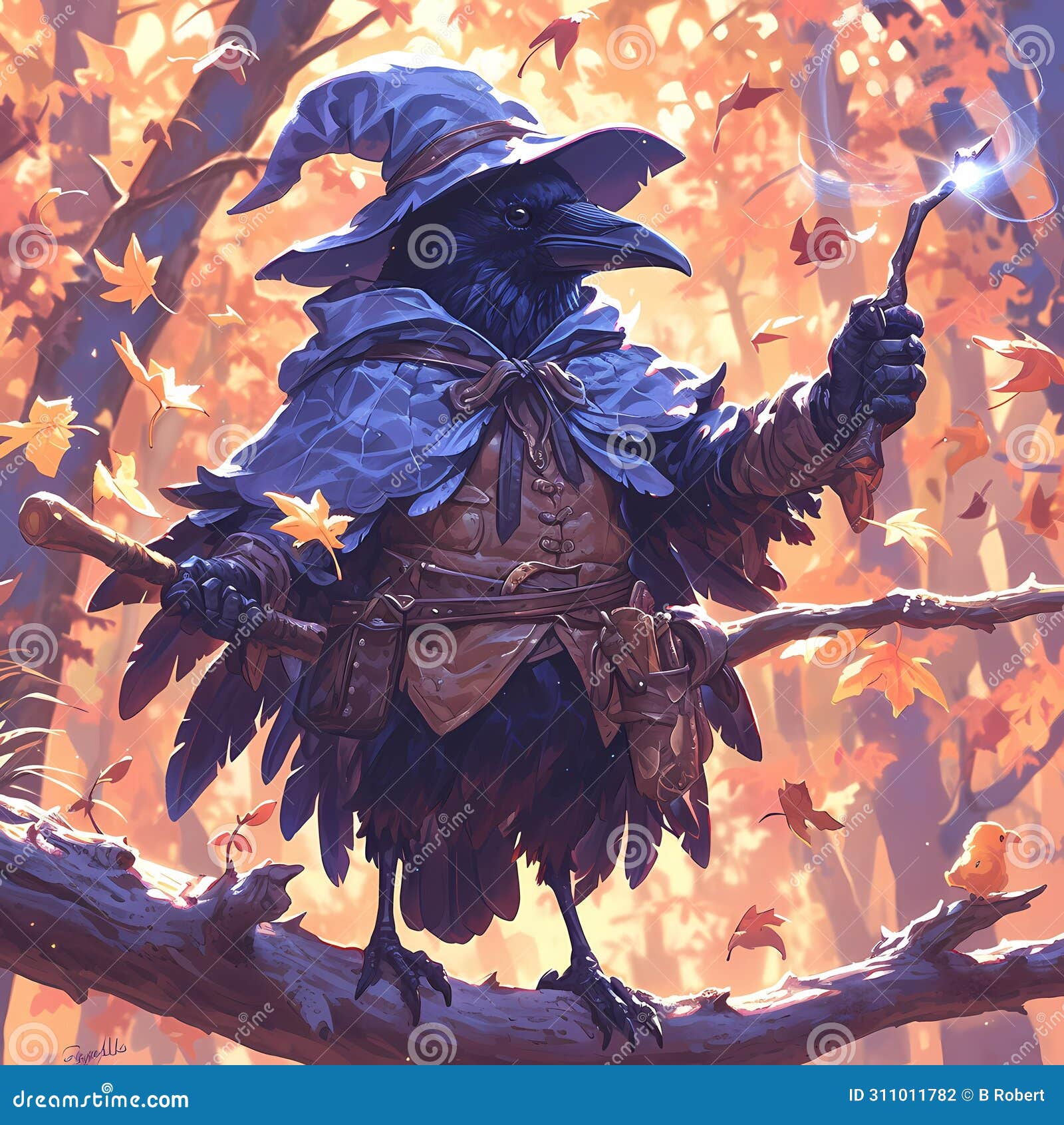 Wizard Crow, a Magical Winged Creature Stock Illustration ...